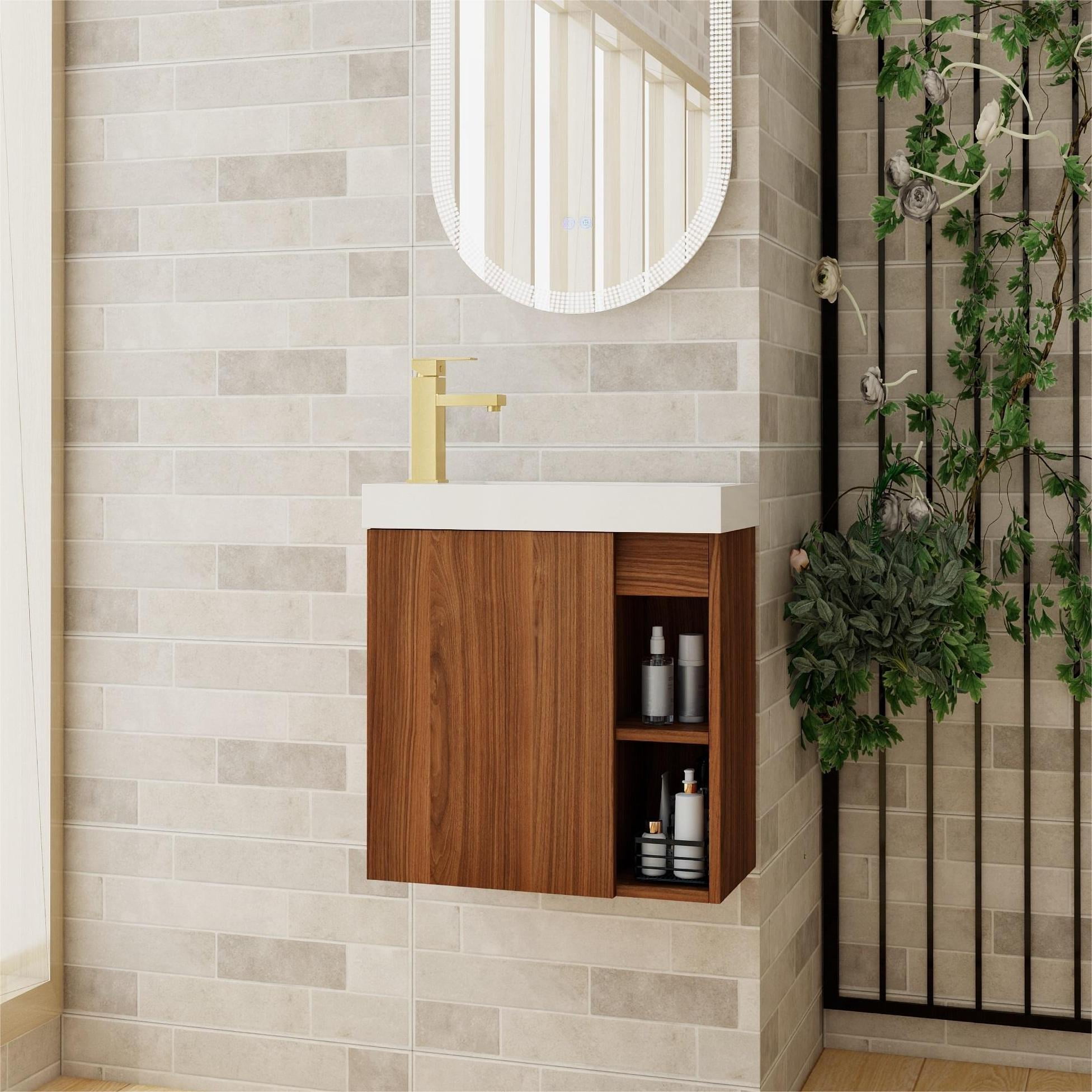 BNK 20 inch Bathroom Vanity with Sink, Wall Mount Small Bathroom Cabinet with Sink, Floating ...