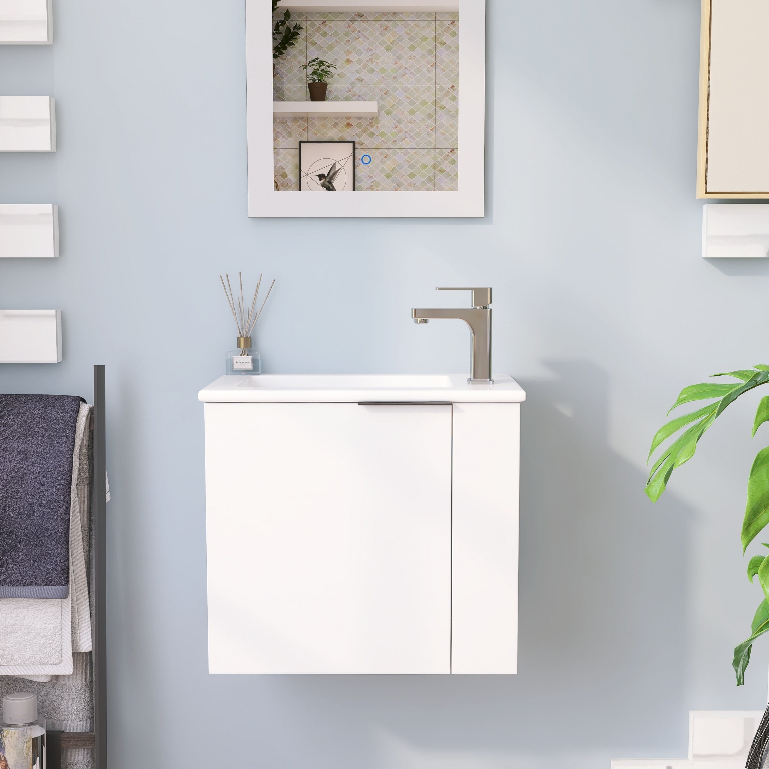 BNK 22 inch Floating Bathroom Vanity with Sink White Painted - Walmart.com