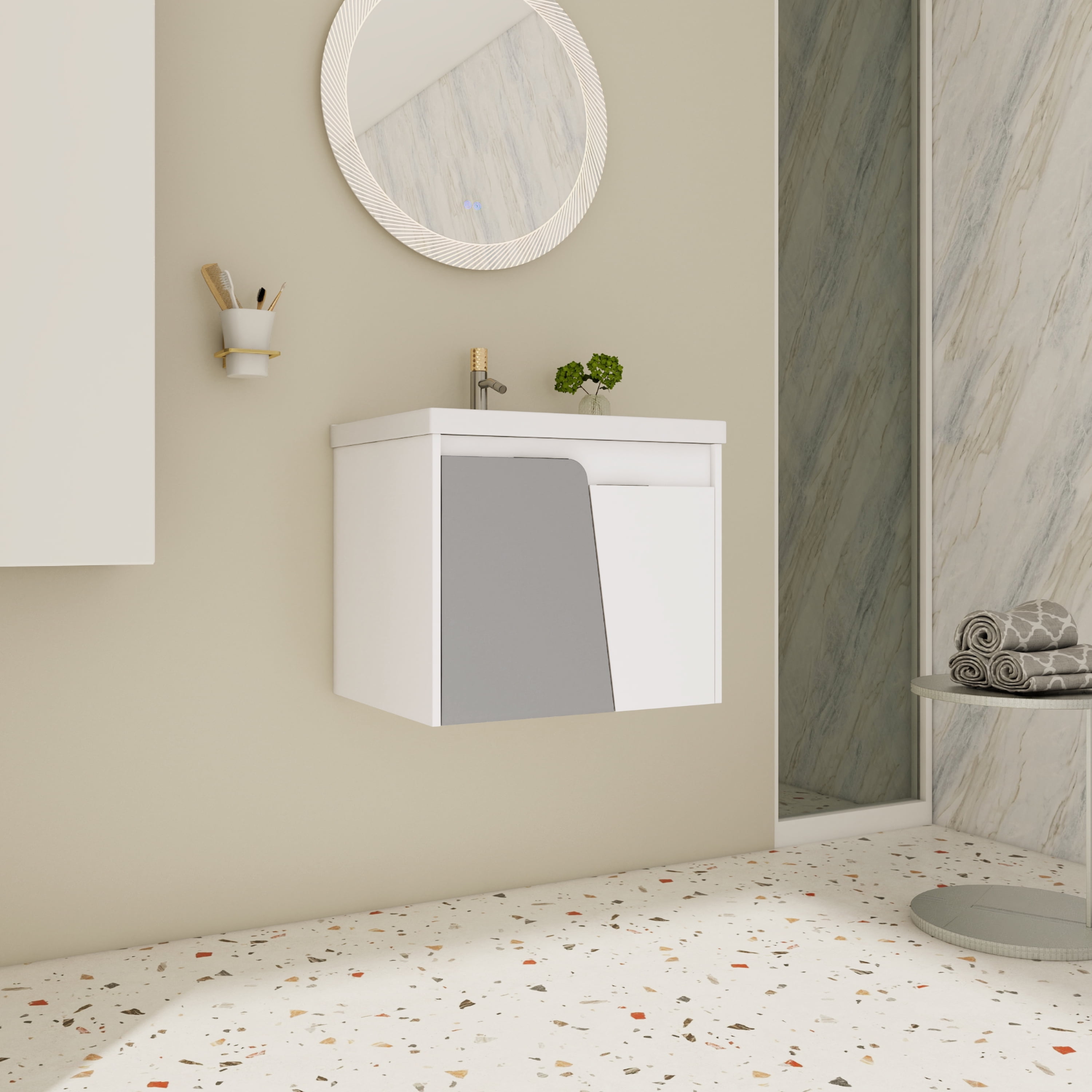 BNK 24" Bathroom Vanity With Sink, Modern Floating Bathroom Vanity and Ceramic Sink, Wall ...