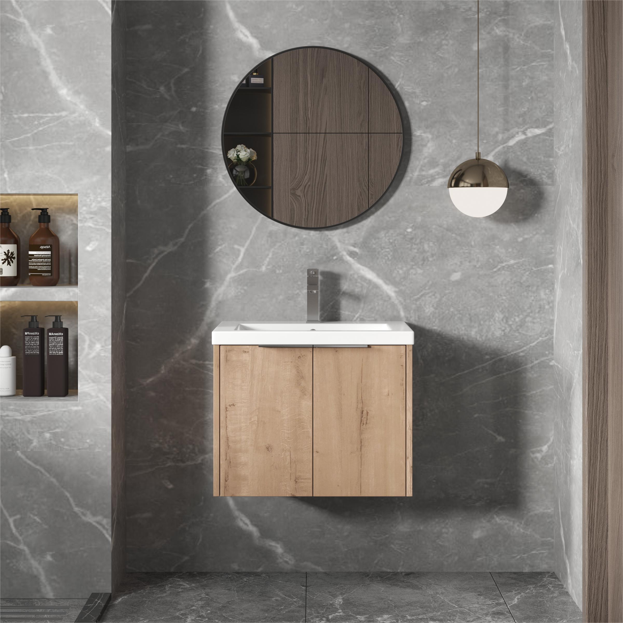 BNK 24'' Wall-Mounted Bathroom Vanity with TOP Basin, Modern Floating ...