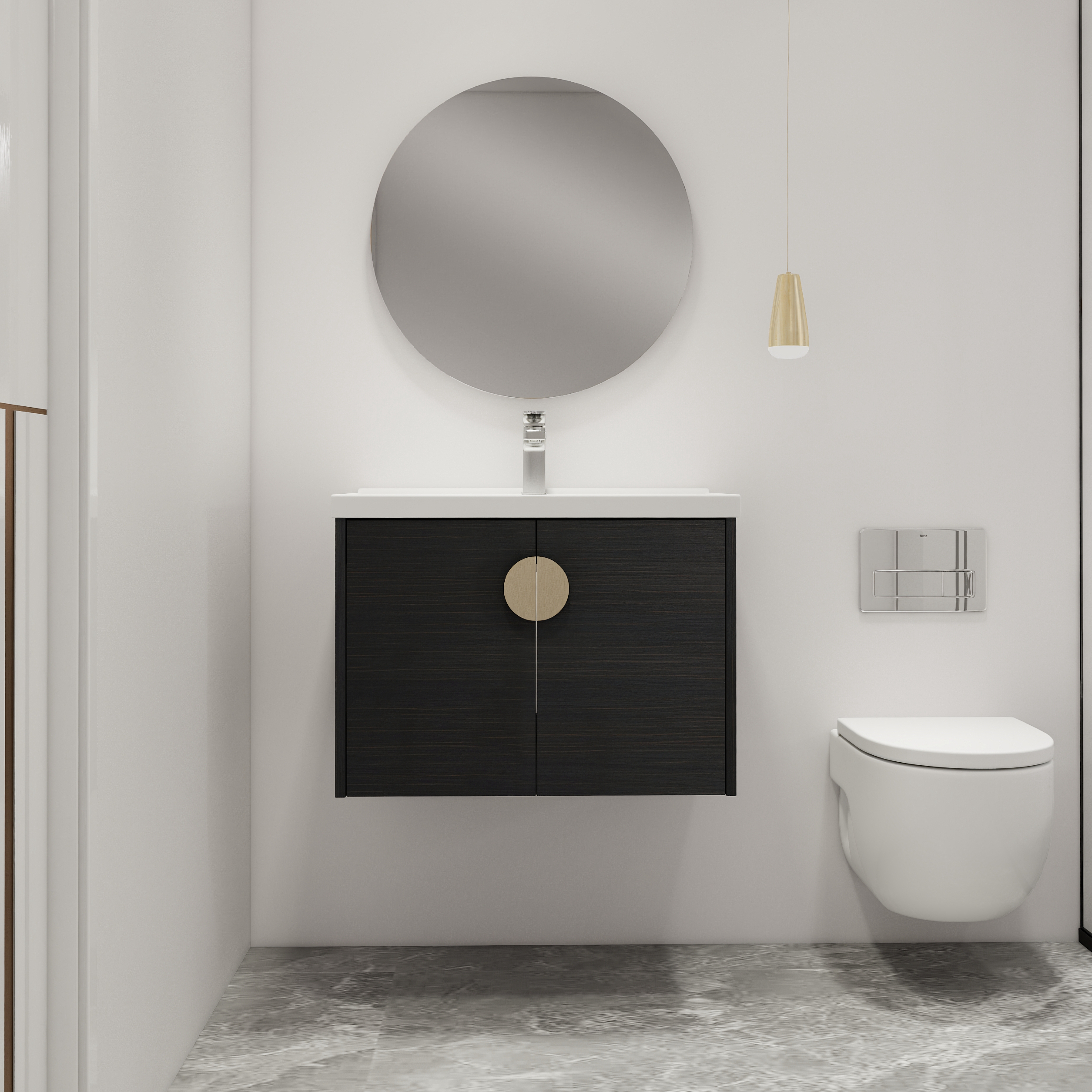 BNK 28'' Black Wall-Mounted Vanity Set with White Ceramic Sink, Eco-friendly, Soft-Closing Doors ...