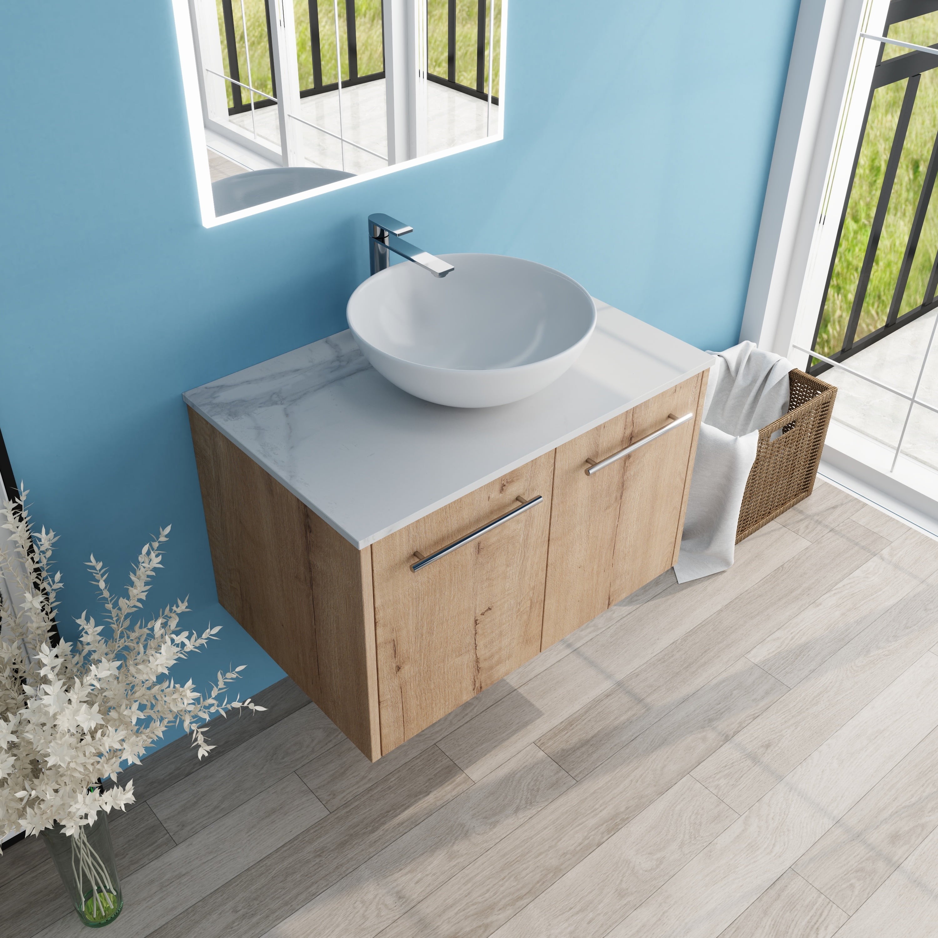 BNK 30 inch Bathroom Vanity with Sink, Wall-Mounted Bathroom Vanity ...
