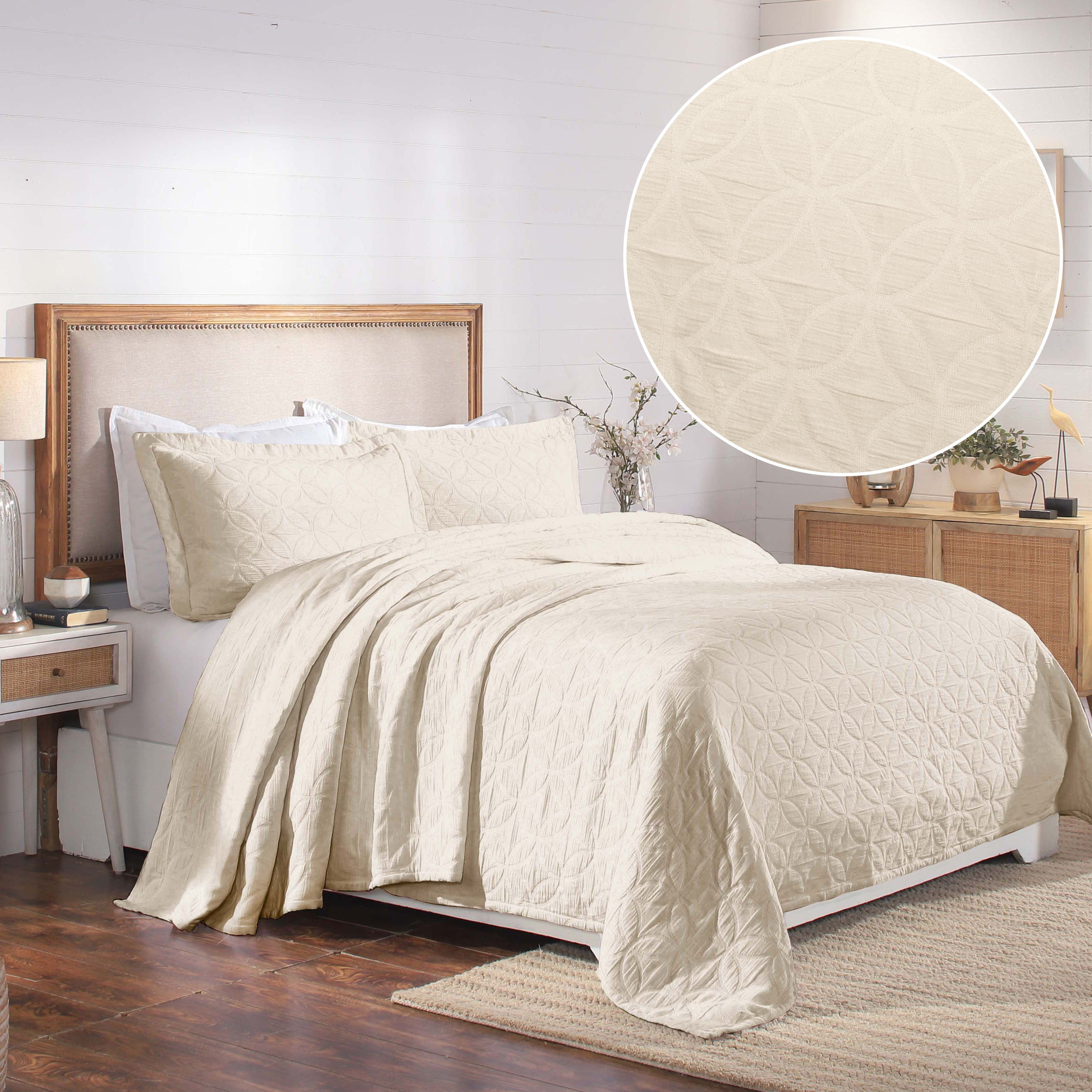 BNM 2 Piece Cotton Celtic Circles Bedspread Set, Twin, Ivory - Walmart.com