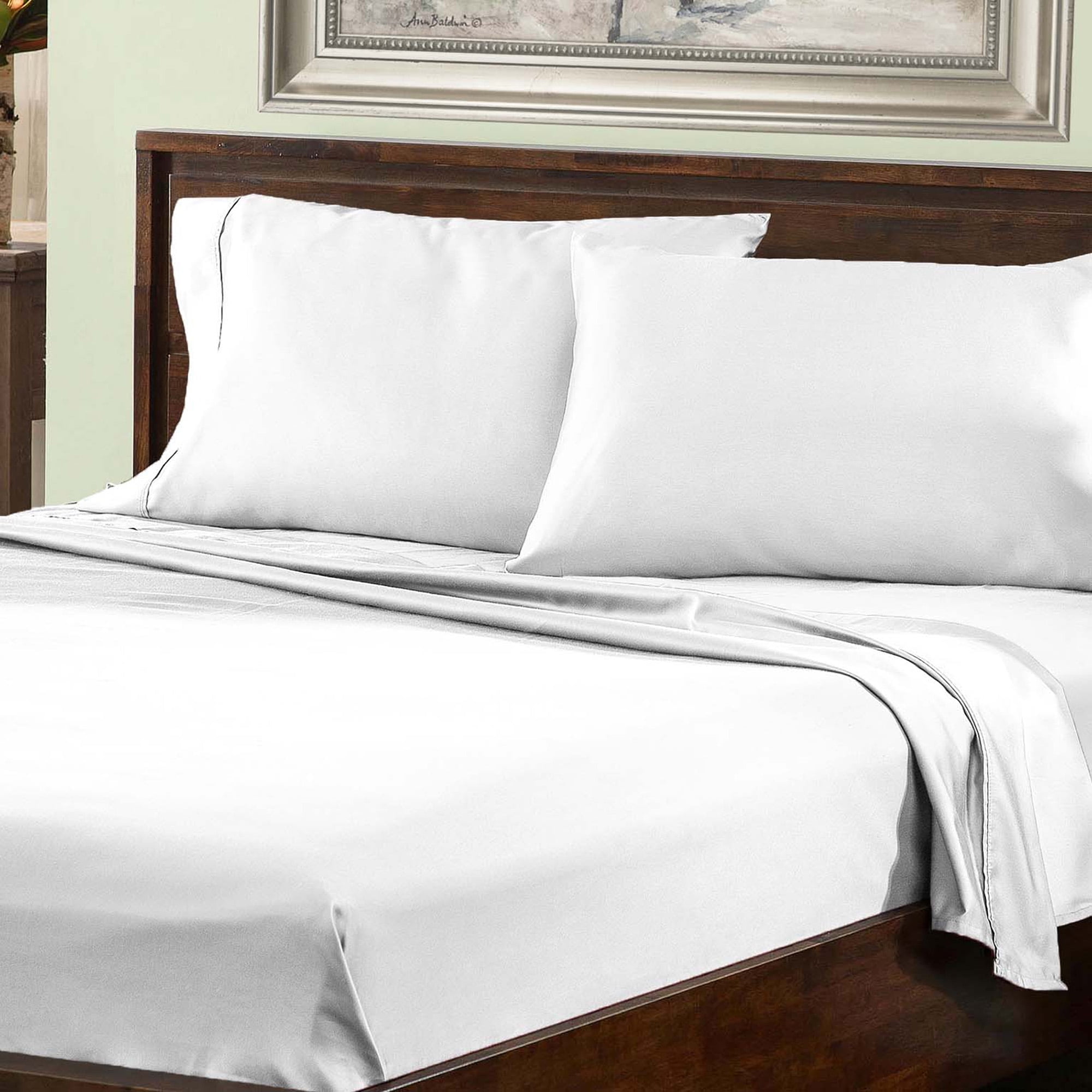 BNM 800 TC Cotton Blend Bed Sheet Set, California King, White - Walmart.com