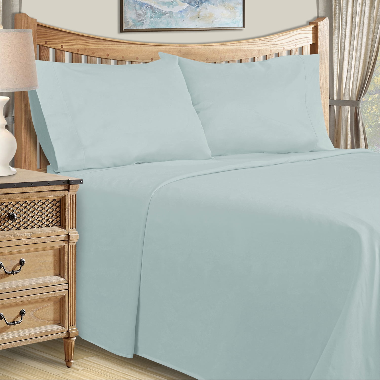 BNM Cotton Blend 4 Sheet Set, Full, Light Blue - Walmart.com