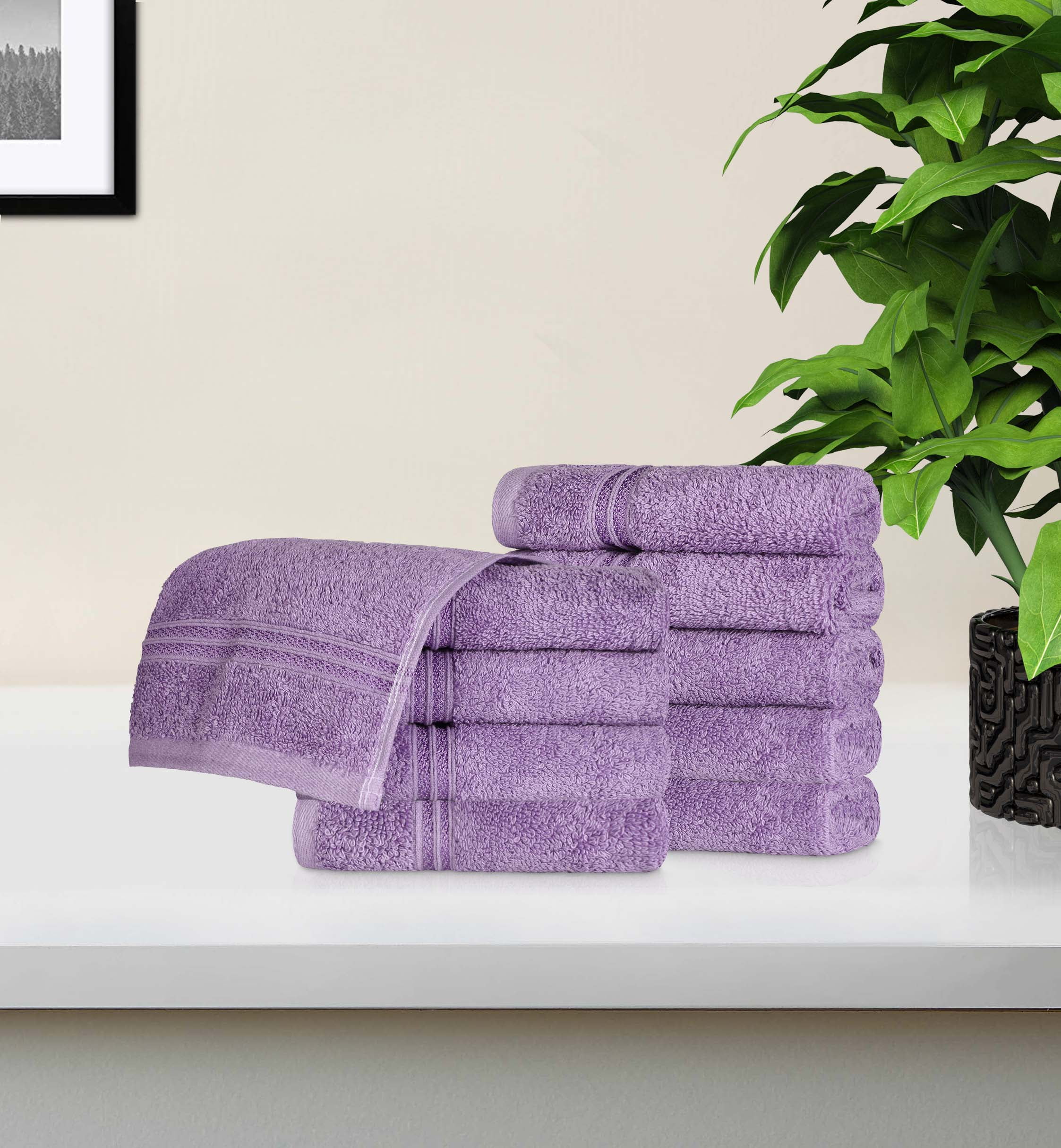 BNM Egyptian Cotton Luxury 10 Piece Washcloth Set, Royal Purple ...