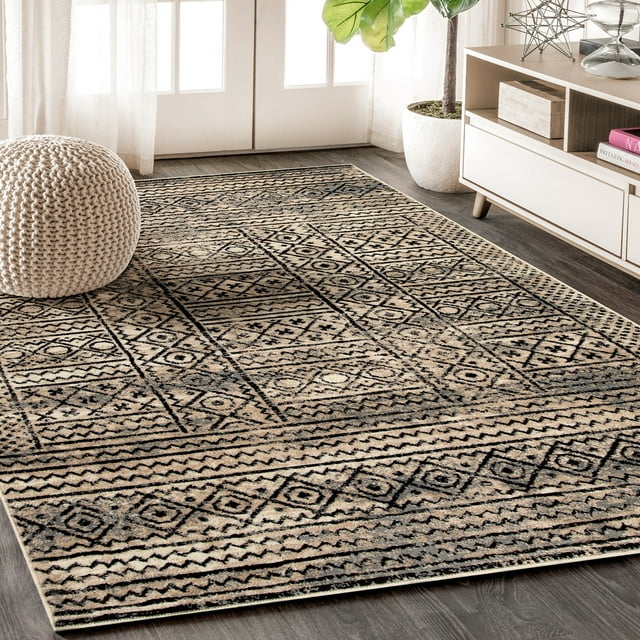 BNM Formal Geometric Border Indoor Area Rug, 7'x9', Cream - Walmart.com