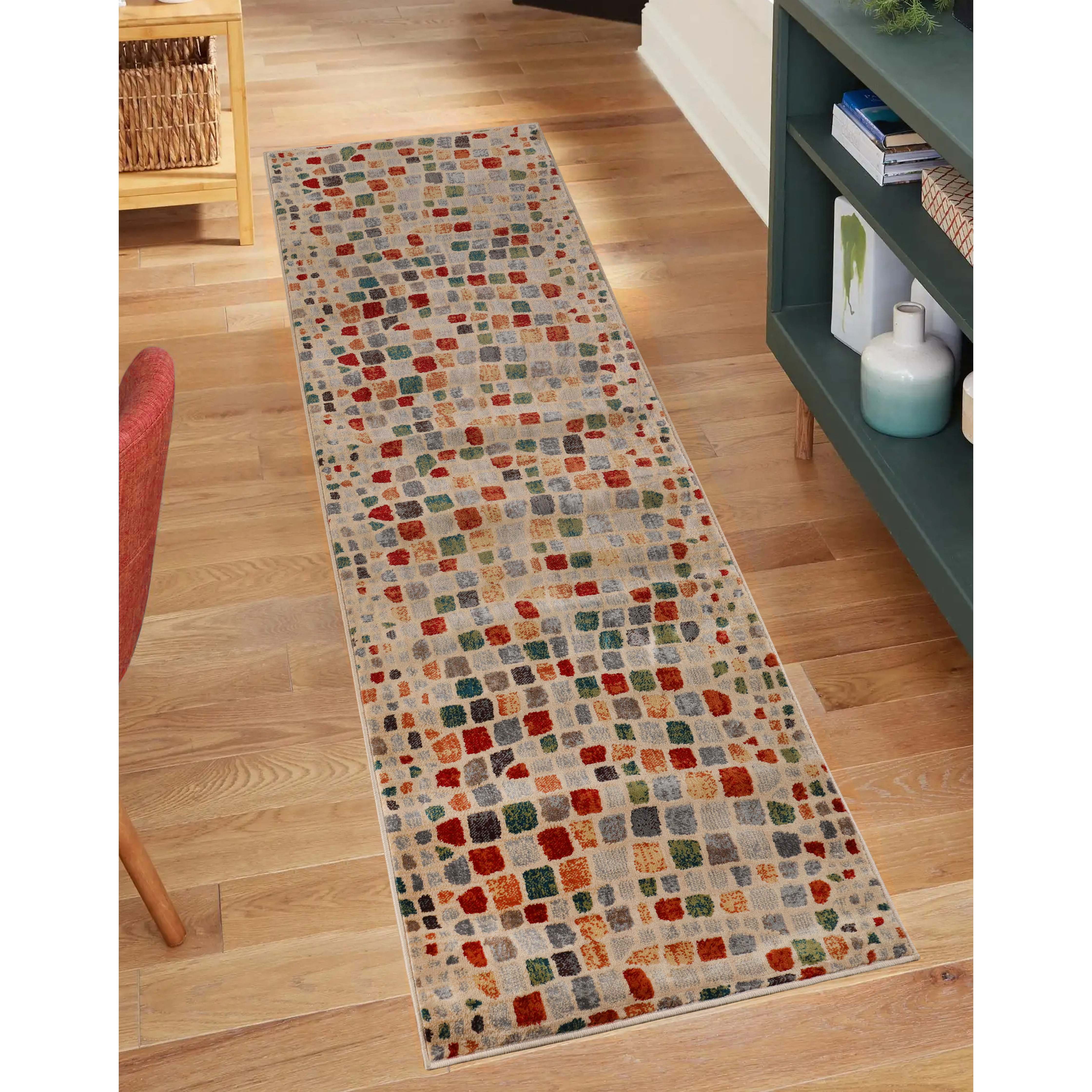 BNM Modern Cobblestone Indoor Runner Rug, 2' 7" x 8', Grey - Walmart.com
