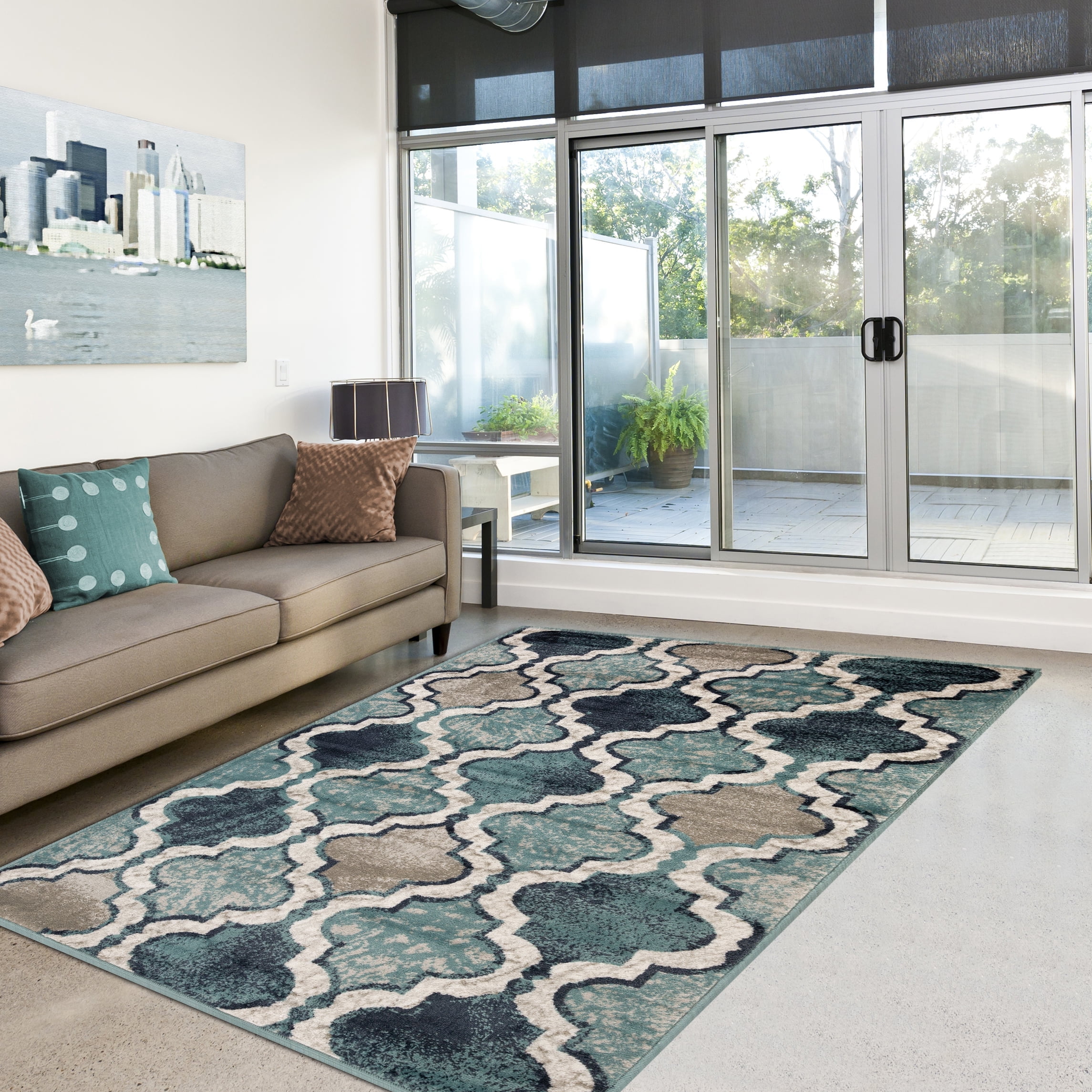 BNM Modern Trellis Indoor Area Rug, 7' x 9', Deep Royal - Walmart.com