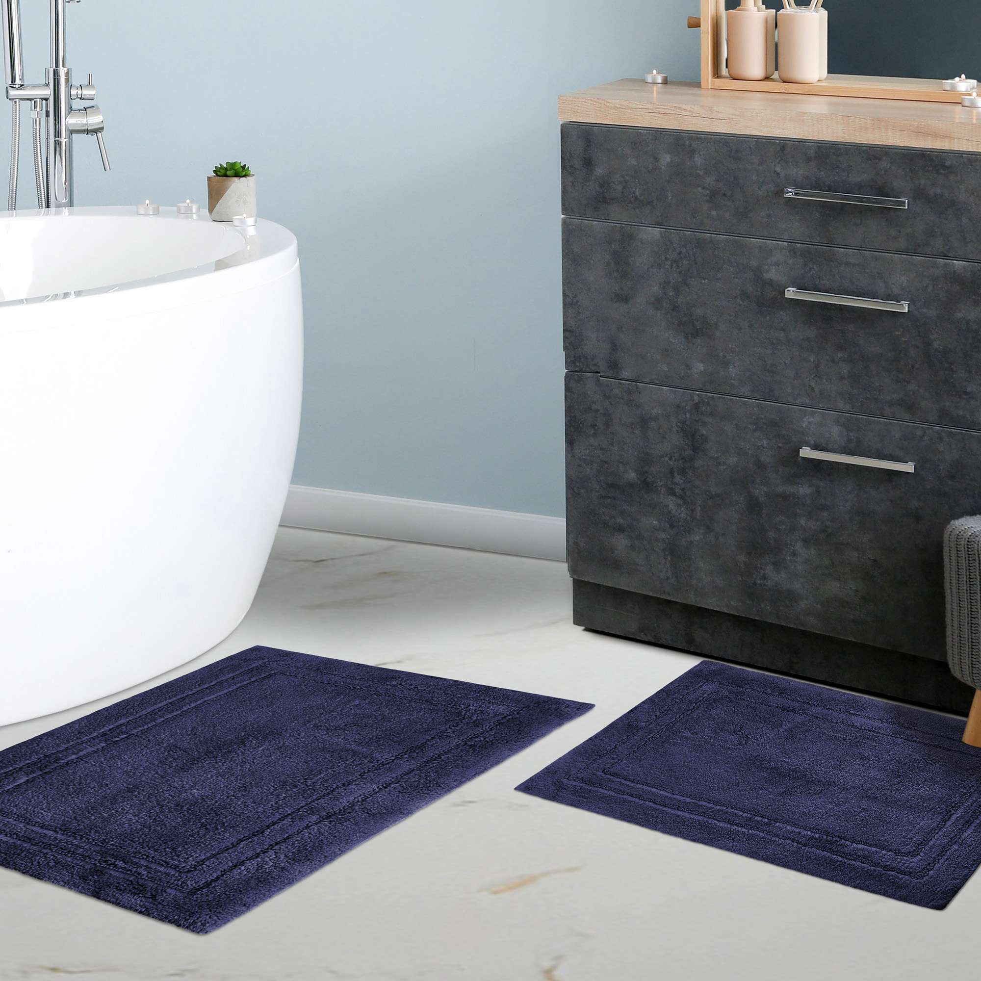 Chesapeake Pebbles 2 pc Arctic Blue Bath Rug Set (21"x34" & 24"x40 ...