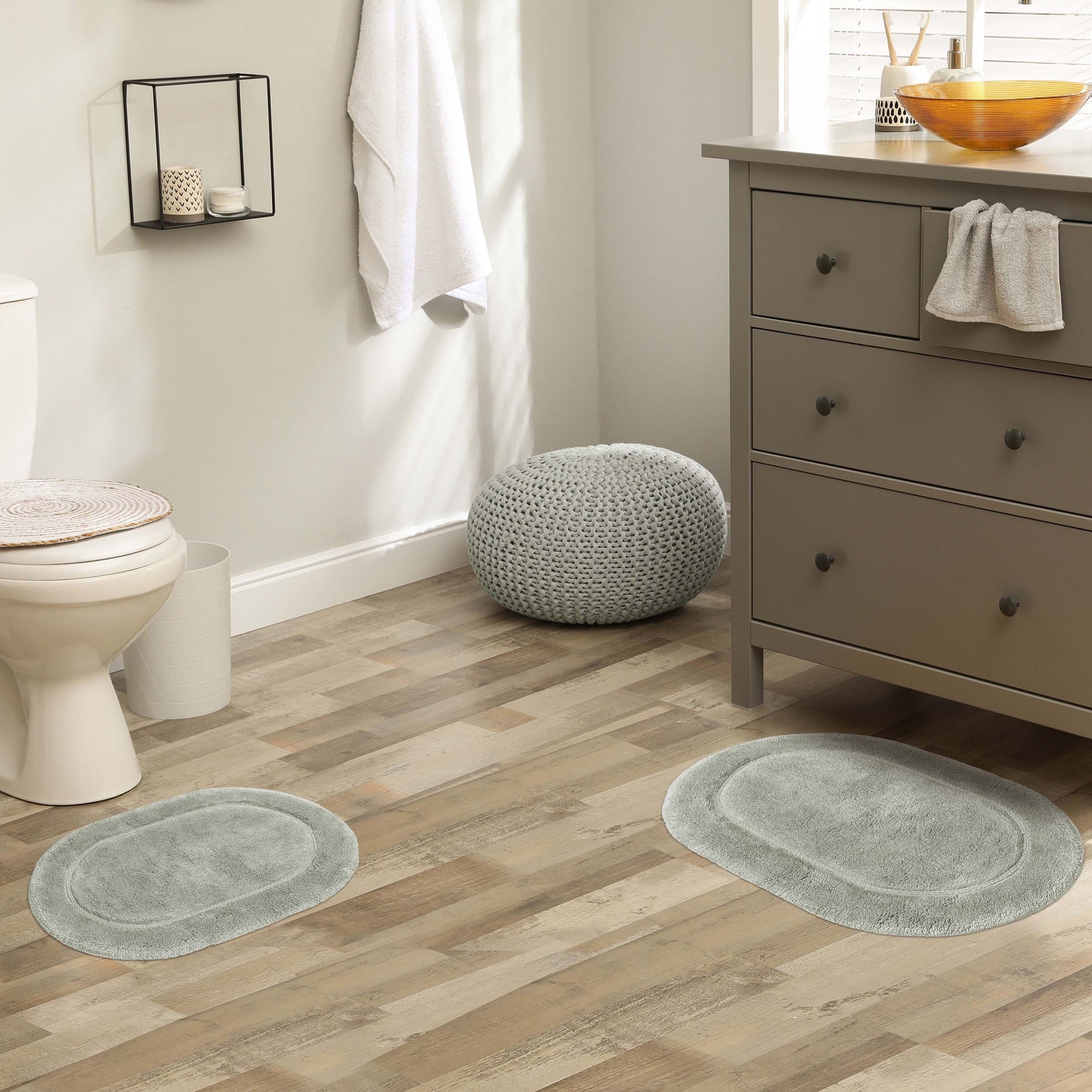 Blue Nile Mills Washable Cotton Bath Rug Set, 20 x 30, 24 x 36, Sage ...