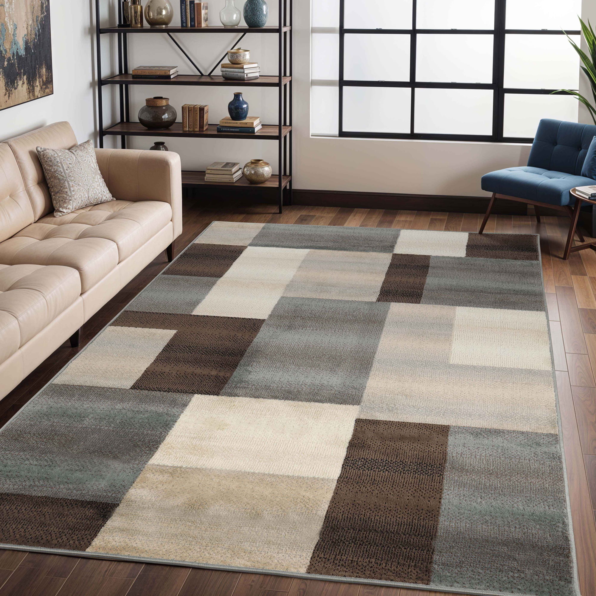 BNM Plush Geometric Indoor Area Rug, Grey, 2' x 3' - Walmart.com
