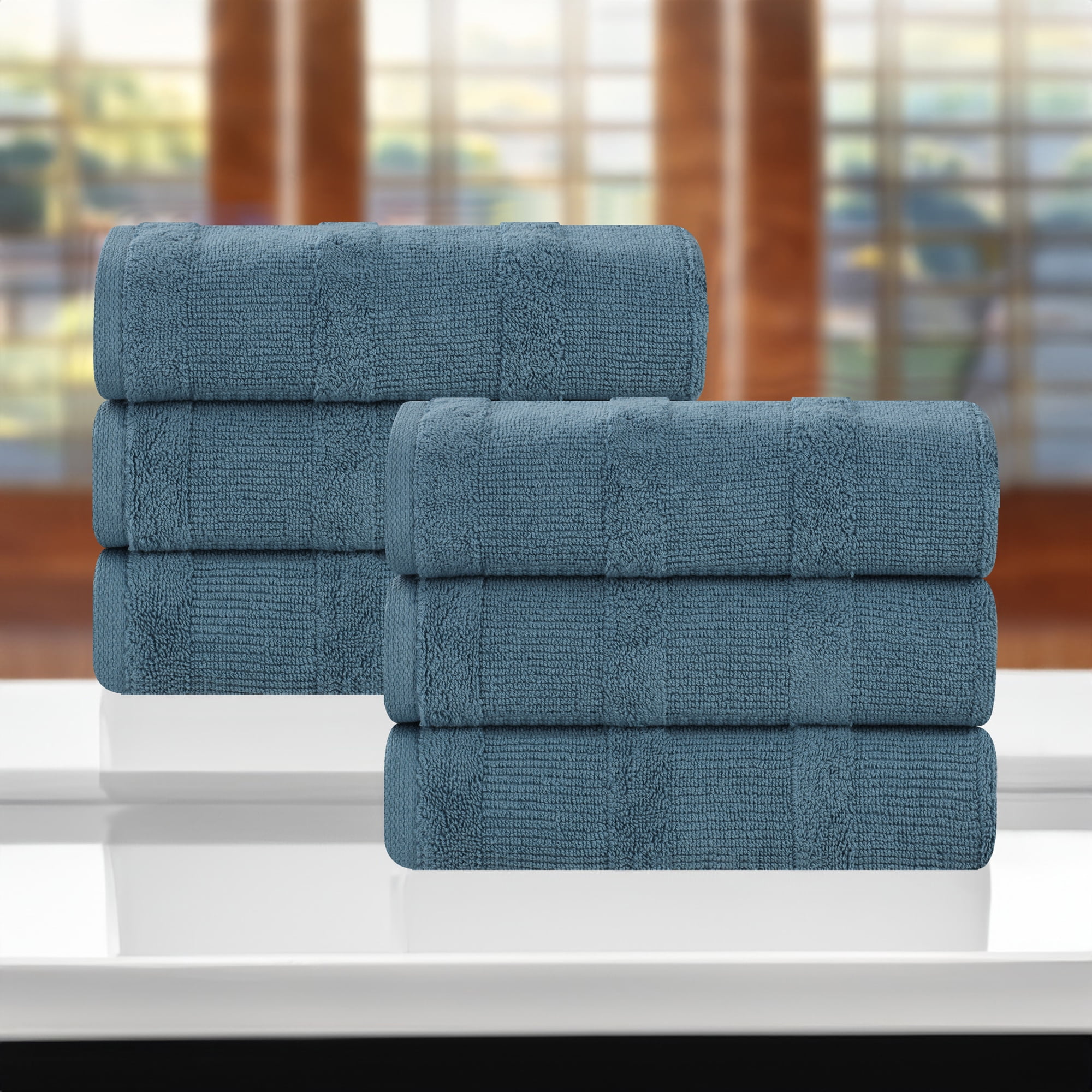 BNM Ribbed Cotton Hand Towels, Set of 6, Denim Blue - Walmart.com