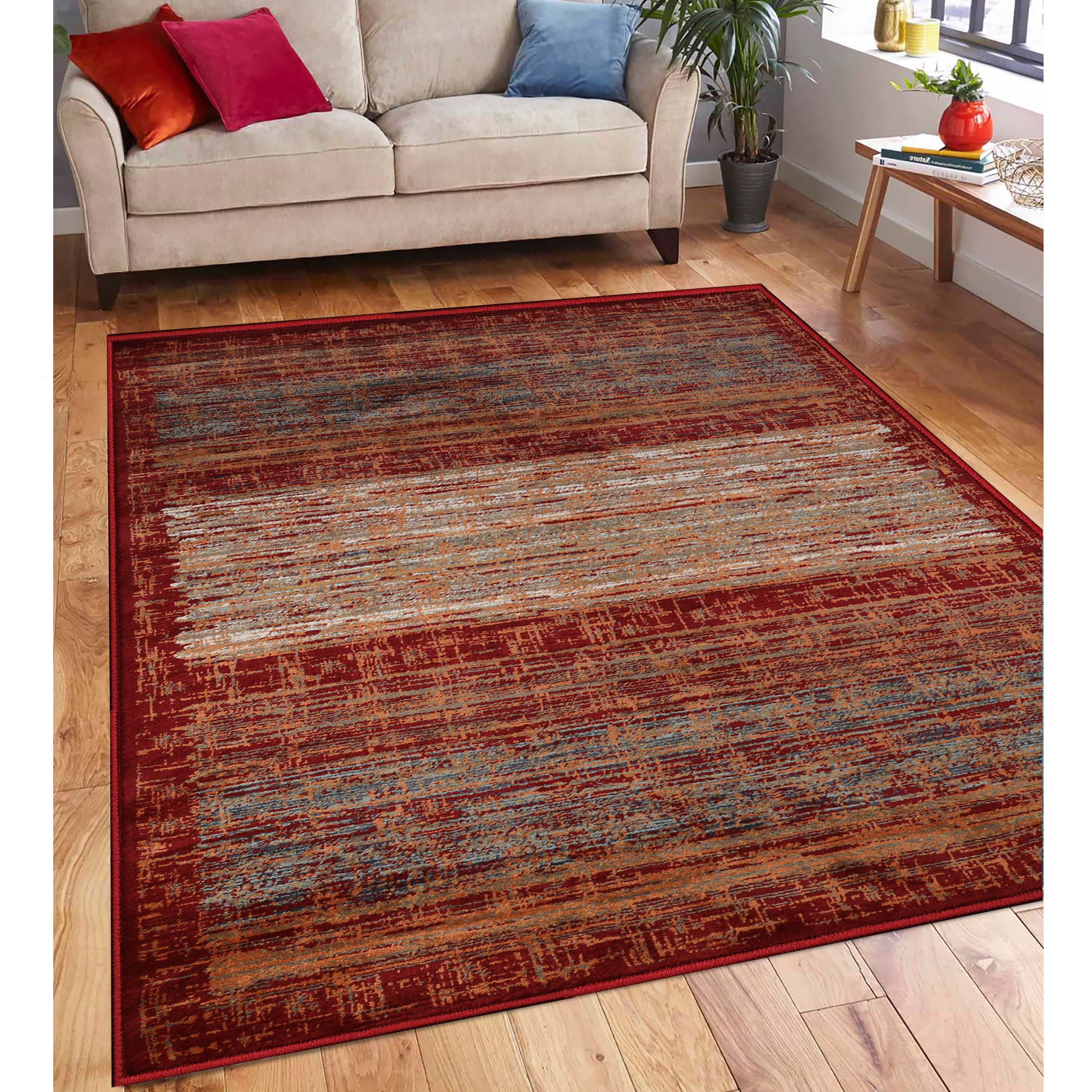 BNM Country Style Modern Farmhouse Large Rustic Striped Indoor Area Rug ...
