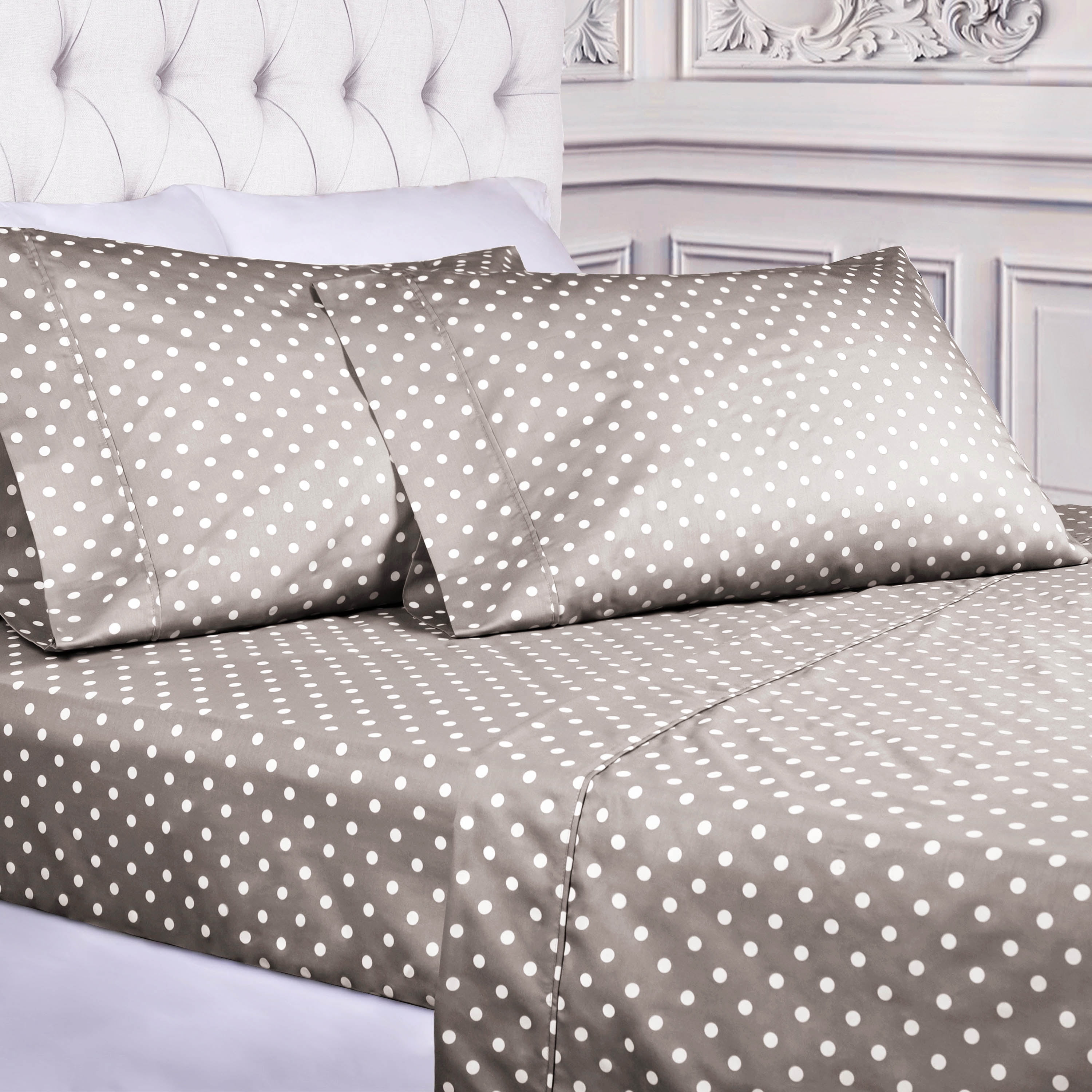 BNM Soft Deep Pocket BNM Cotton Blend Polka Dot Sheet Set - Walmart.com