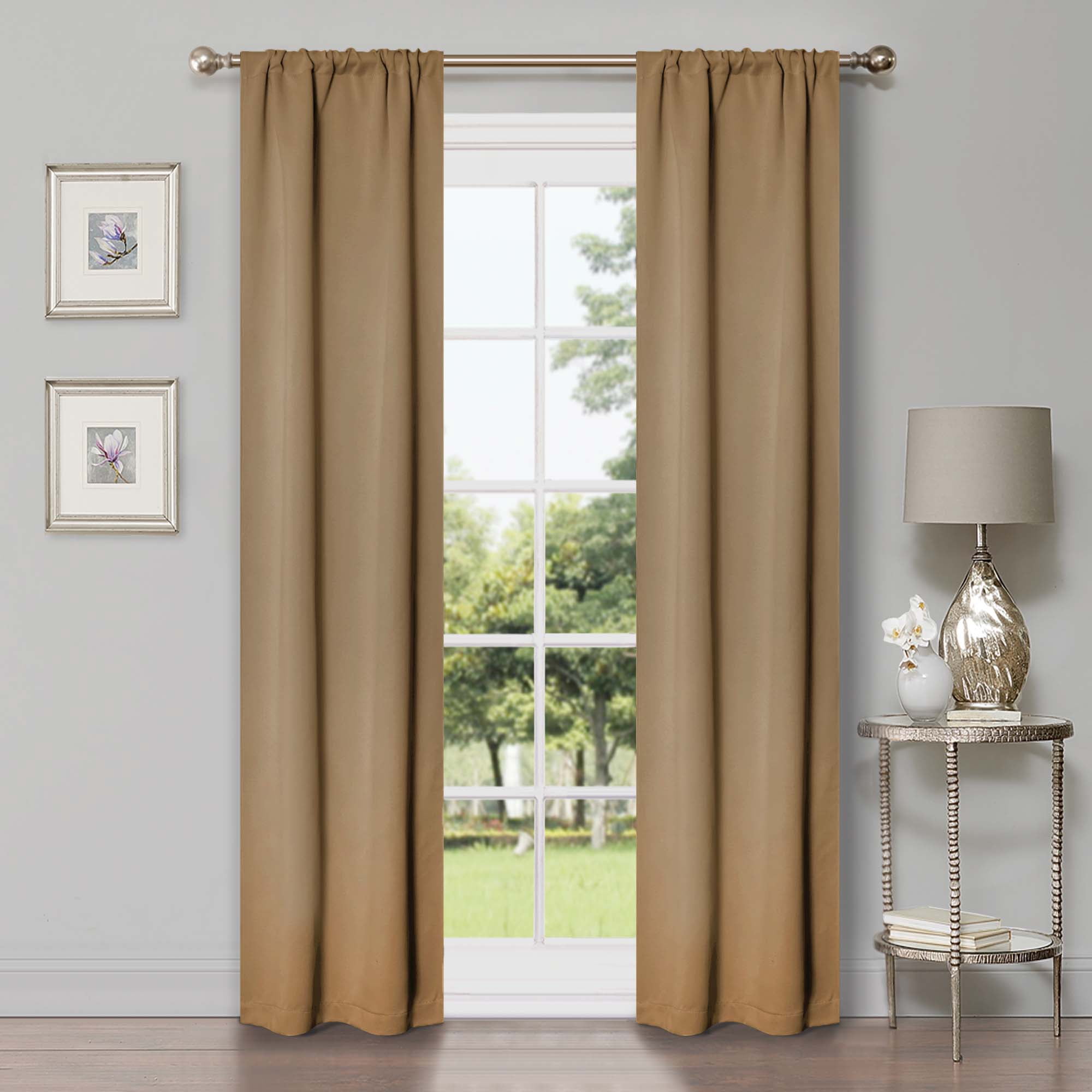 Bkue Nile Mills Modern, Classic Solid Semi Blackout Curtains, Set of 2 ...