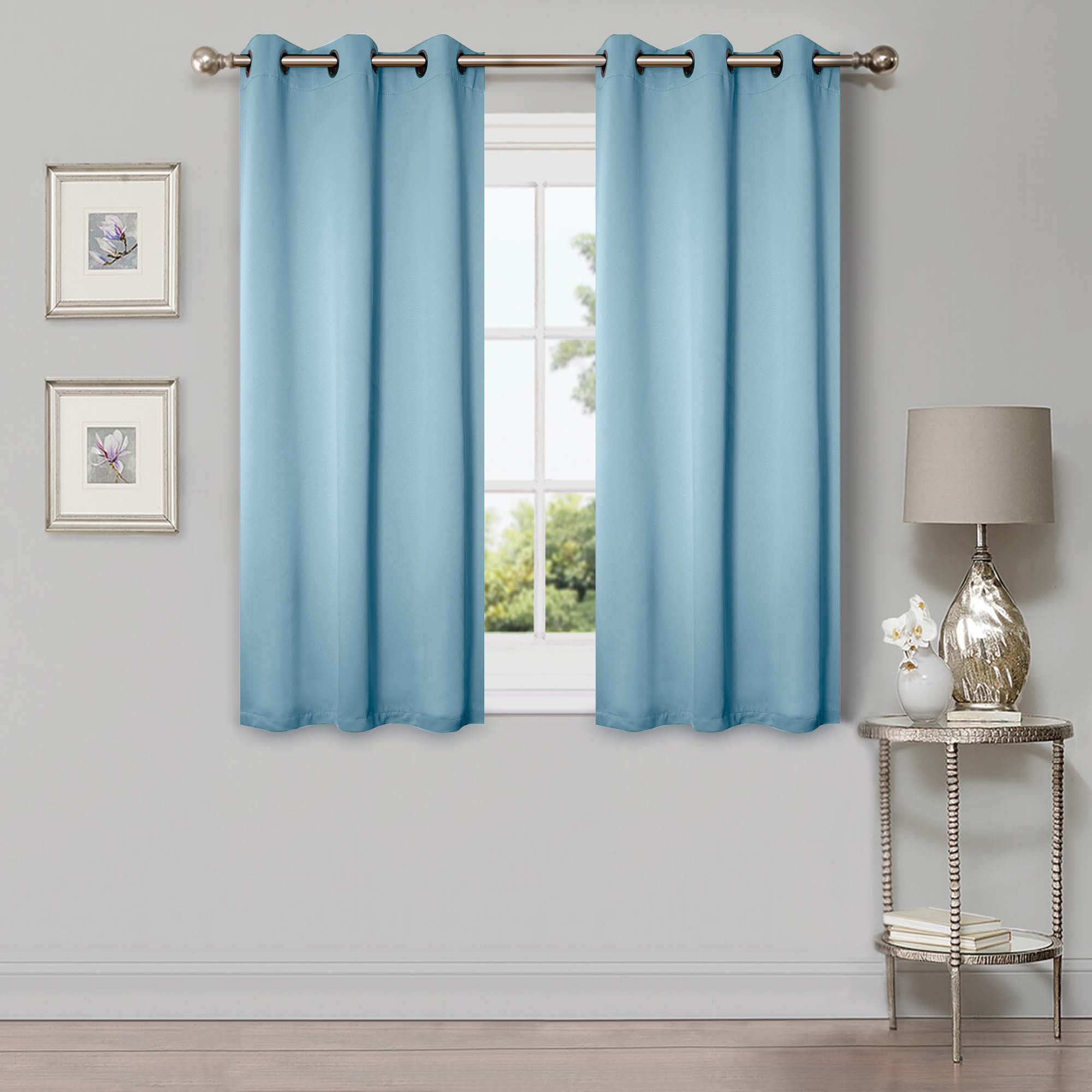 BNM Solid Blackout Curtains for Room, Set of 2, 42" x 63", Light Blue ...