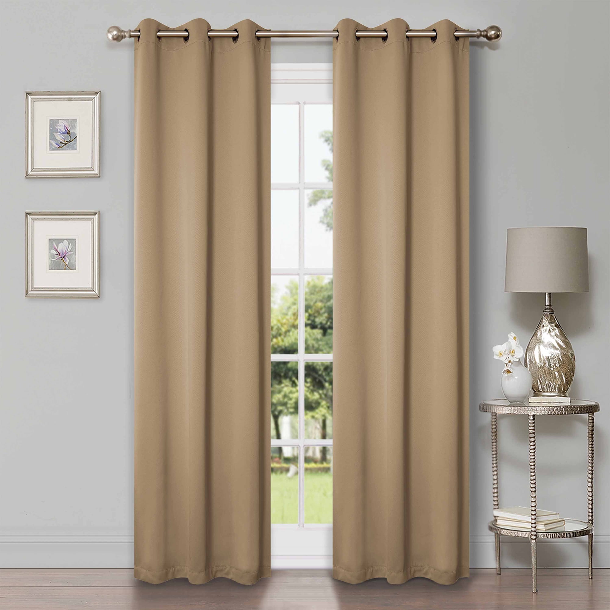 BNM Solid Blackout Curtains, Set of 2, 42" x 96", Smoked Ash - Walmart.com