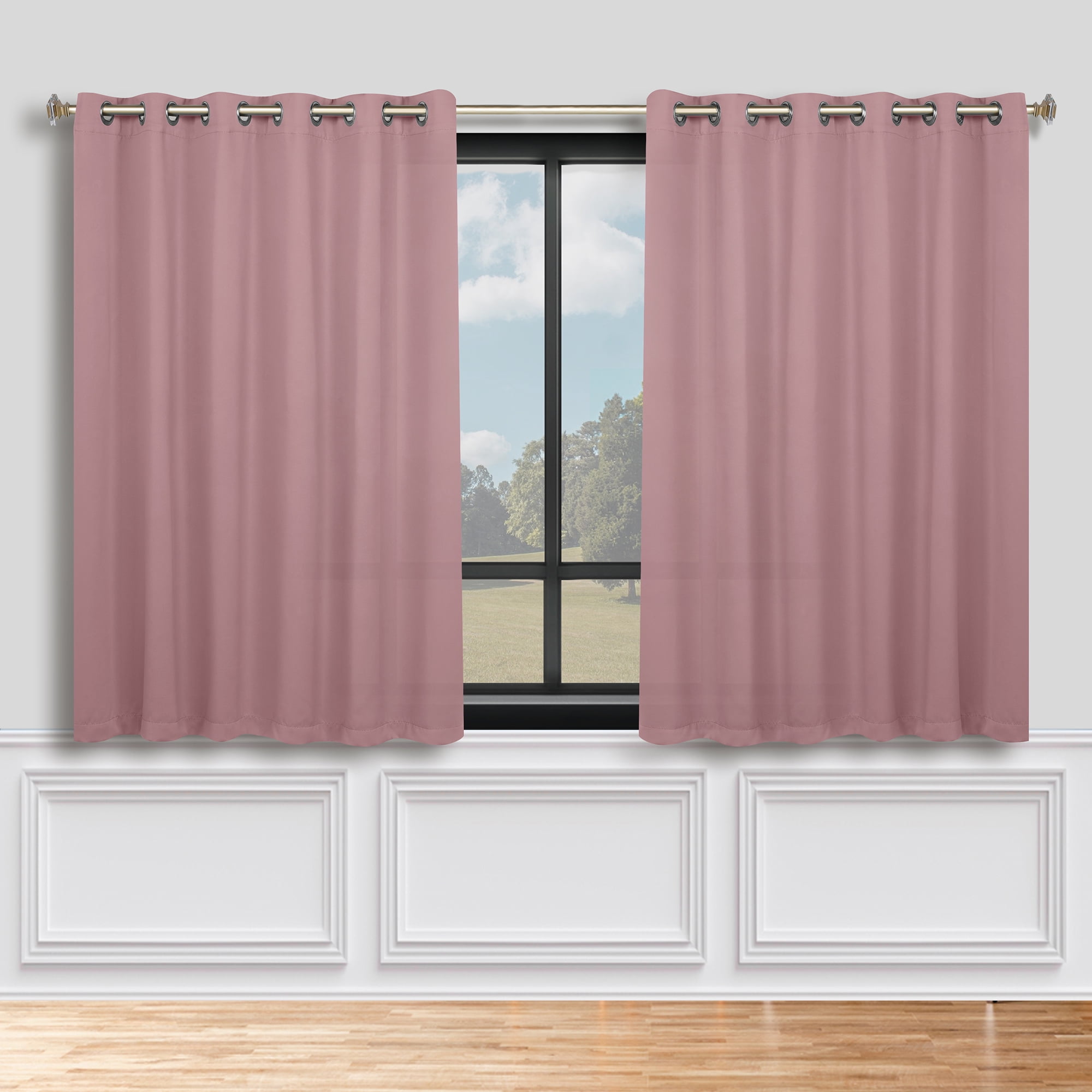 Bkue Nile Mills Modern, Classic Solid Semi Blackout Curtains, Set of 2 ...