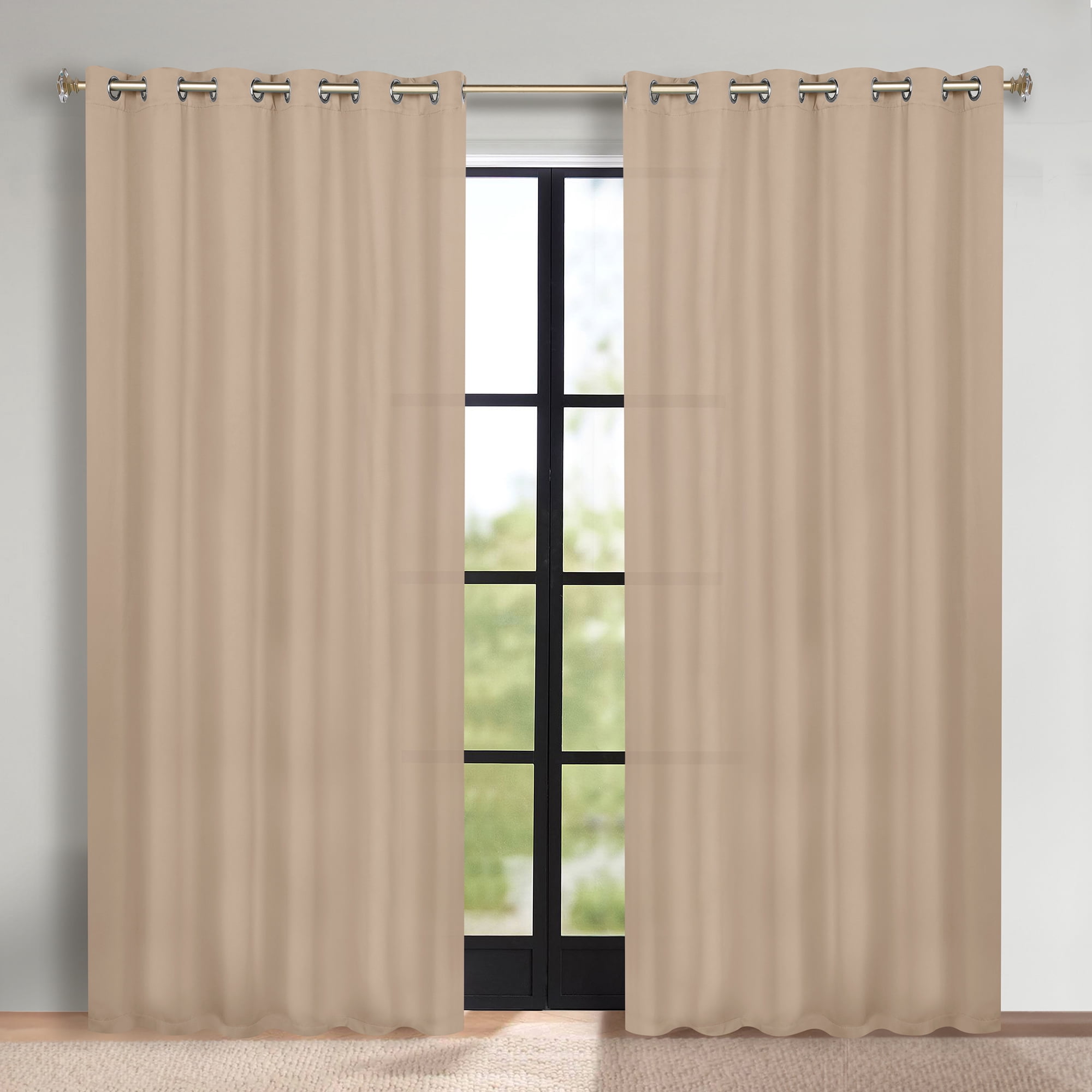 Bkue Nile Mills Modern, Classic Solid Semi Blackout Curtains, Set of 2 ...