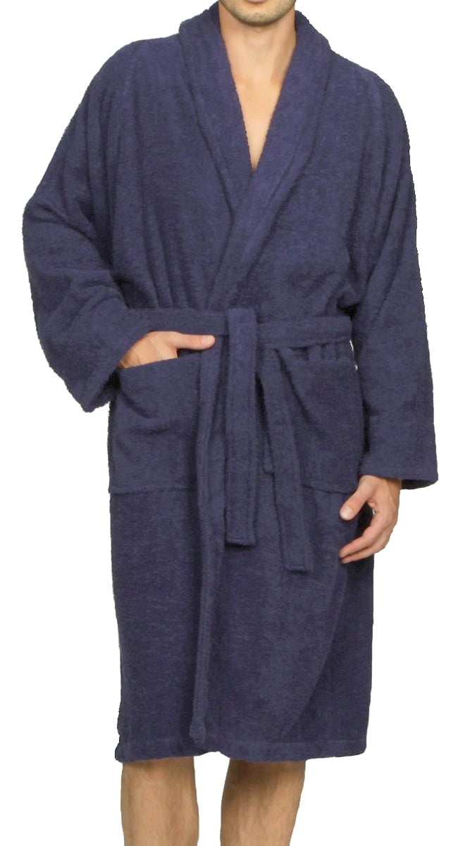 BNM Terry Cotton Adult Unisex Bathrobe, Extra Large, Navy - Walmart.com