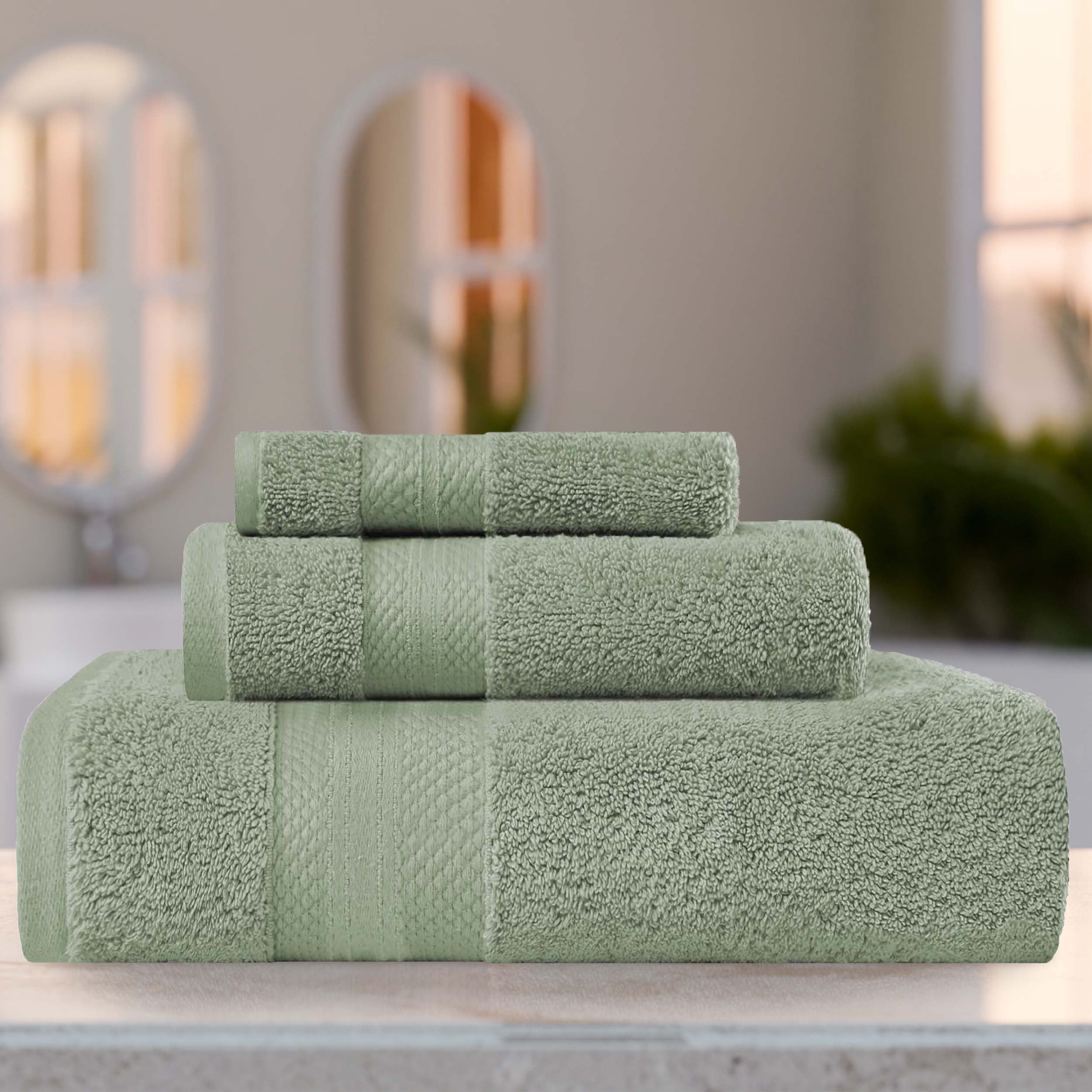 BNM Turkish Cotton Heavyweight 3 Piece Towel Set, Olive Green - Walmart.com