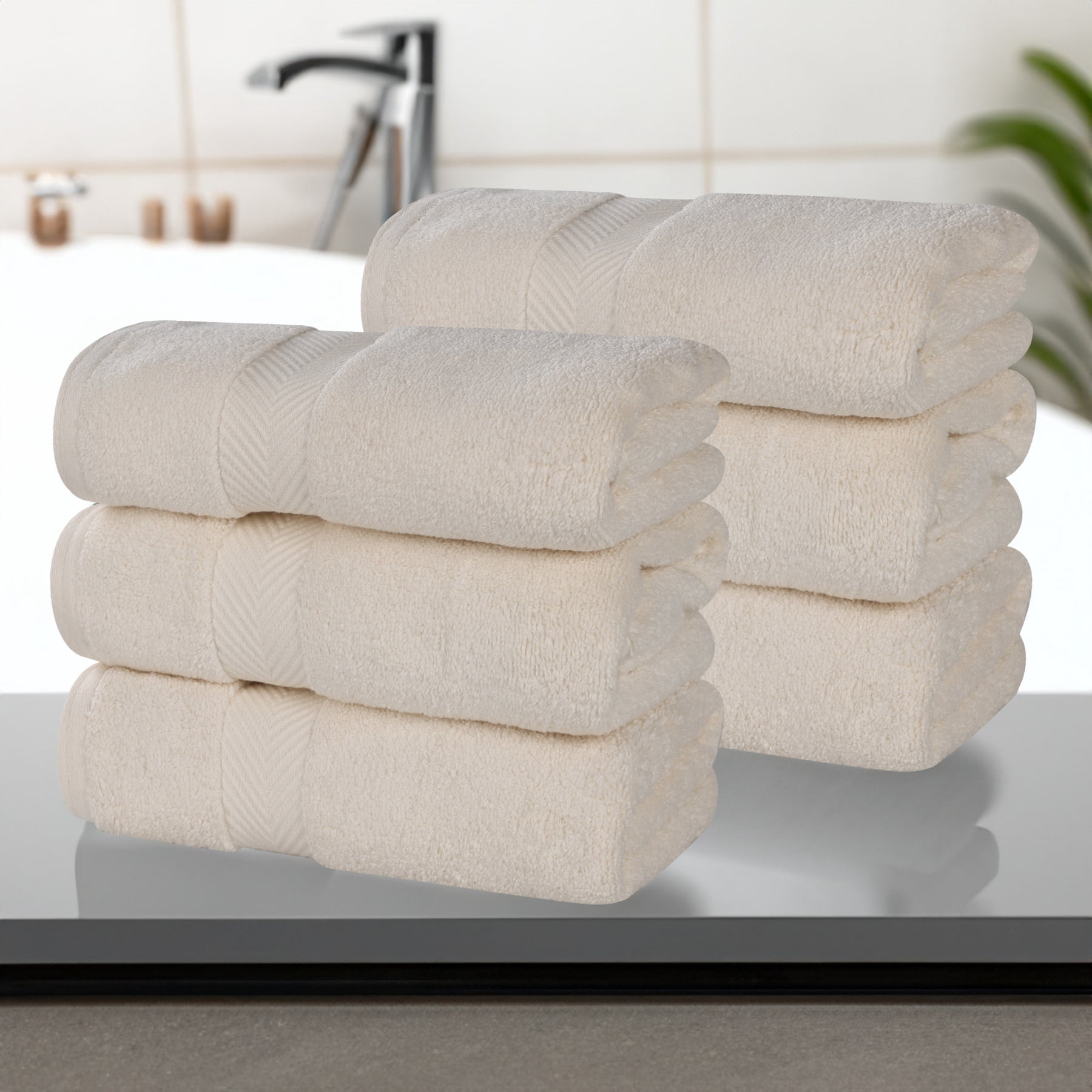 BNM Zero Twist Cotton Hand Towel Set of 6, Ivory - Walmart.com