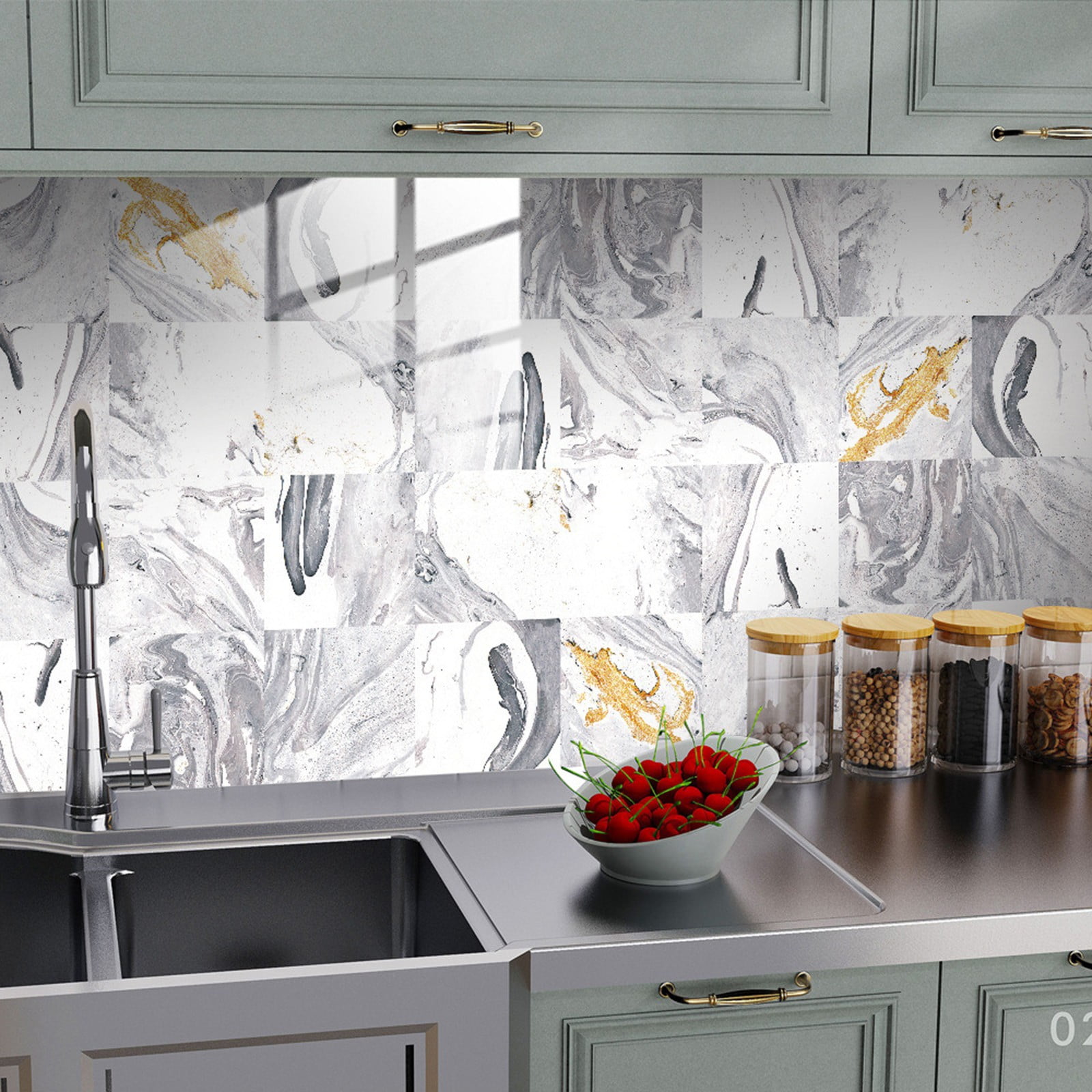 BNNG 10pc Self-Adhesive Wall Tile Decals, Peel and Stick Tile Stickers ...