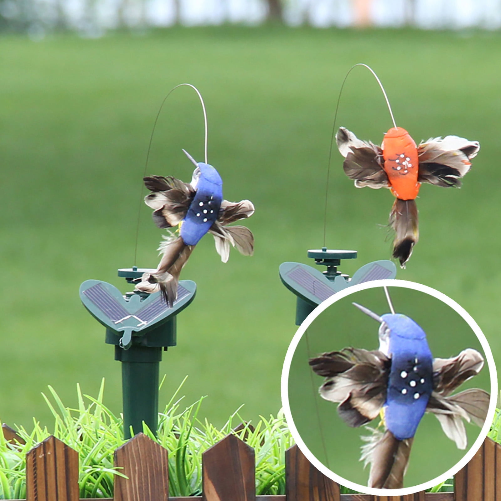 BNNG 1Pcs Solar Powered Fluttering Dancing Flying Hummingbird Yard Lawn ...