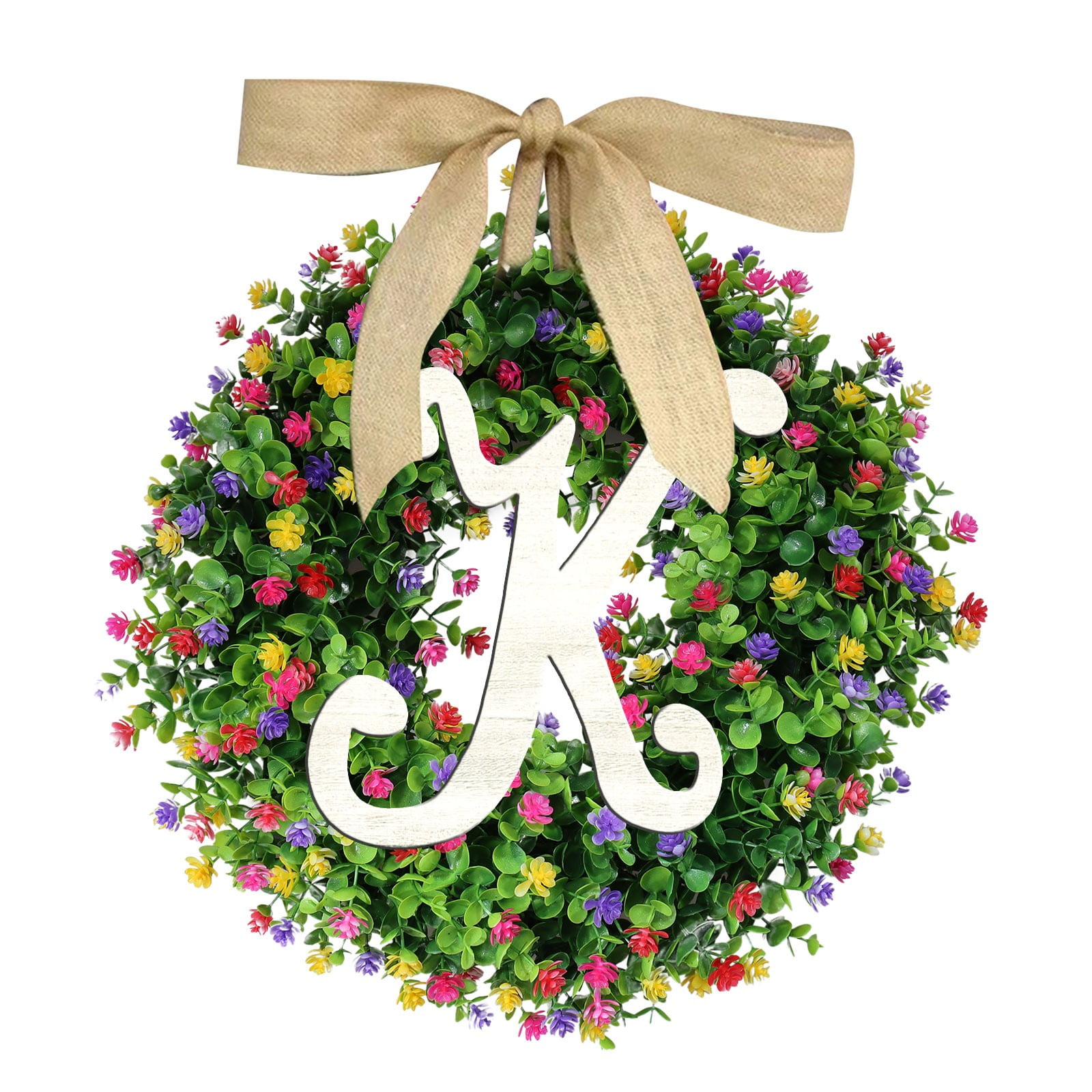 BNNG 2024 New Last Name Year Round Front Door Wreath with 26 Initial ...
