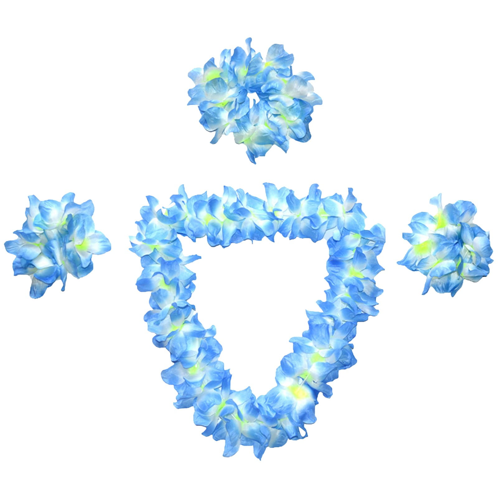 BNNG 4 Pcs Hawaiian Flower Lei Hula Necklace Garland Headband ...