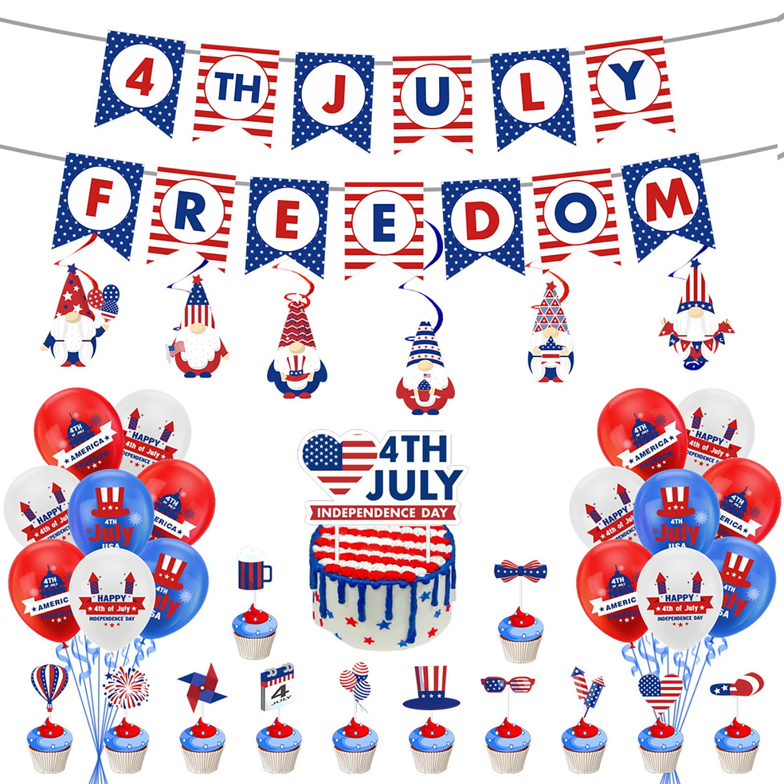 BNNG 4th of July Garland for Mantle, Fourth of July Banner or Flag ...