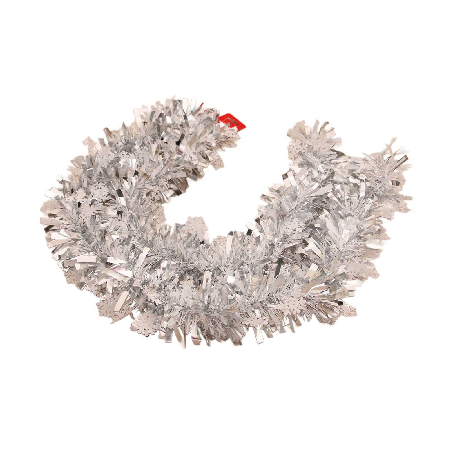 BNNG ‌6FT Glitter Snowflake Garland‌ - ‌Shiny Metallic Xmas Tree Decor ...