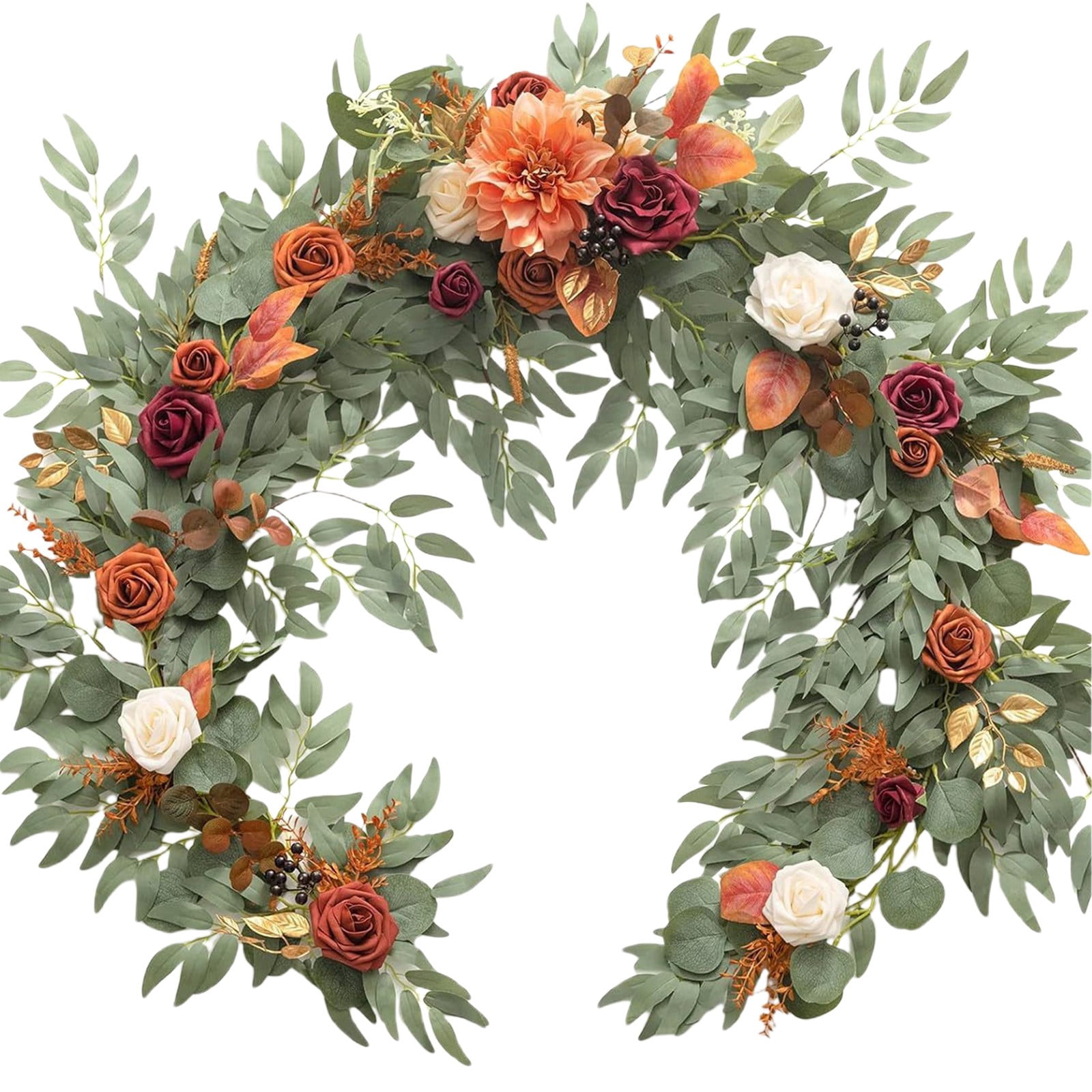 BNNG 6ft Realistic Artificial Rose Greenery Garland Vine Fake Greenery ...
