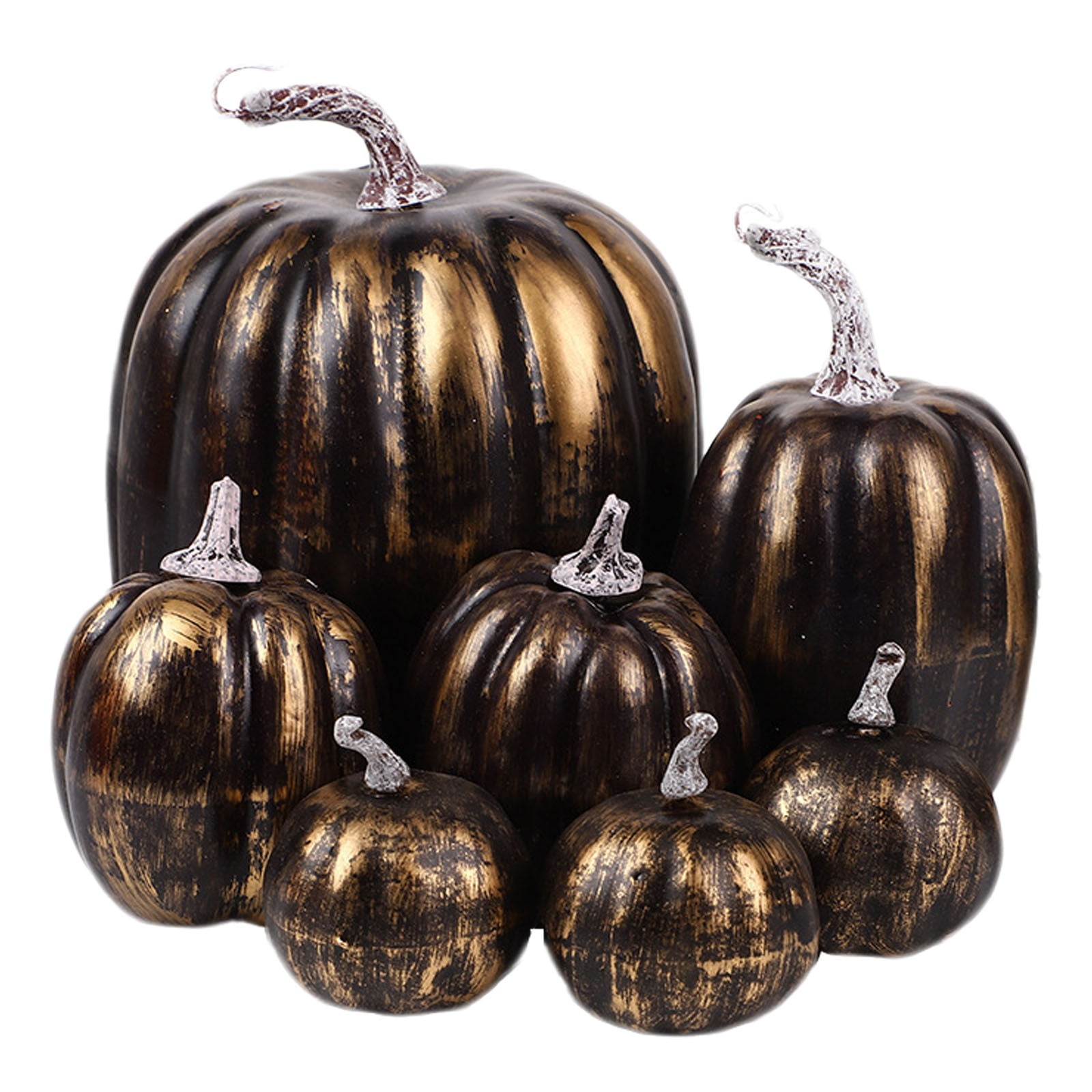 BNNG 7 Pcs Assorted Artificial Pumpkins Halloween Faux Rustic ...