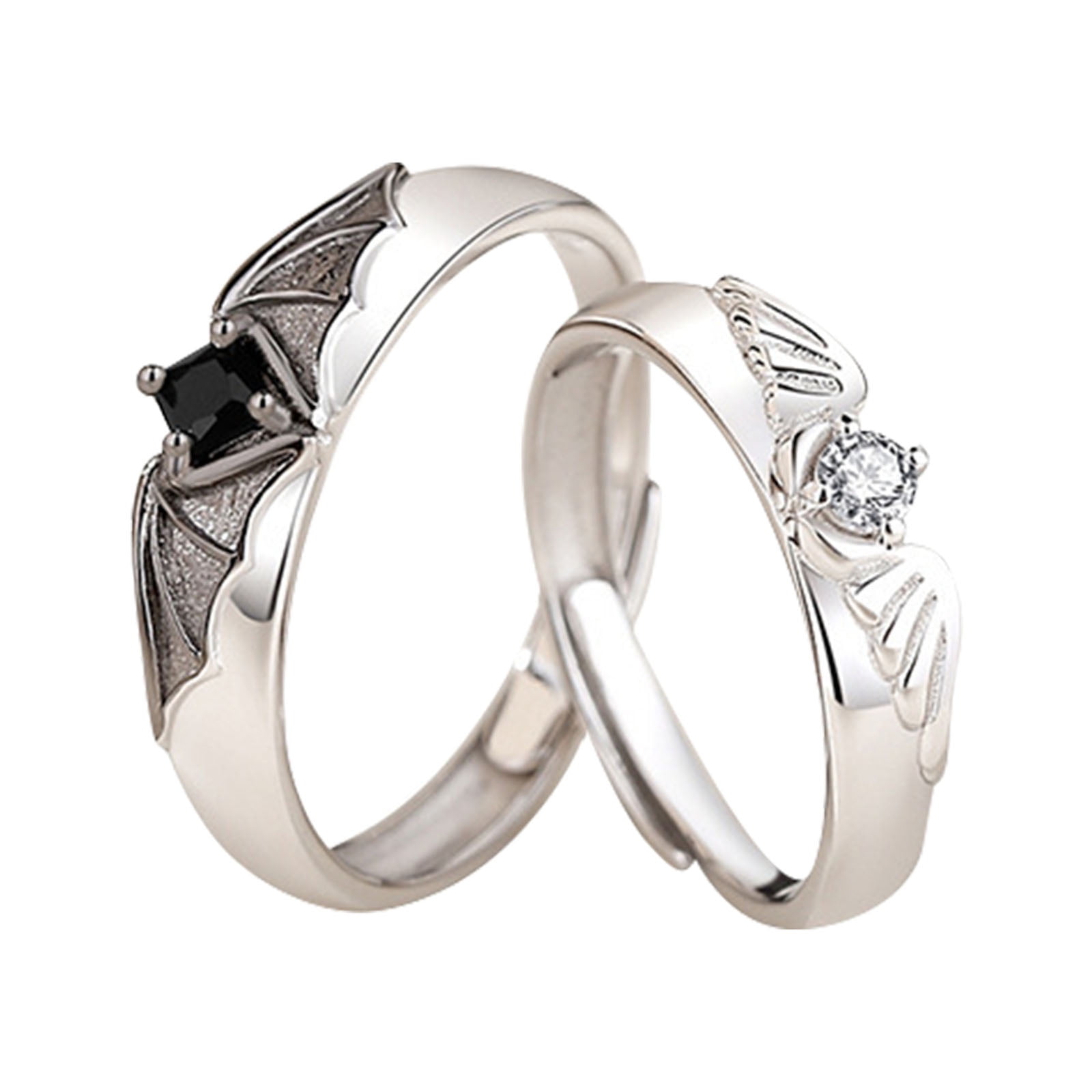BNNG Angel Matching Promise Rings For Couples Best Friend Cute Love Jewelry Gift For Him Her Women Men Boyfriend Girlfriend Size Adjustable