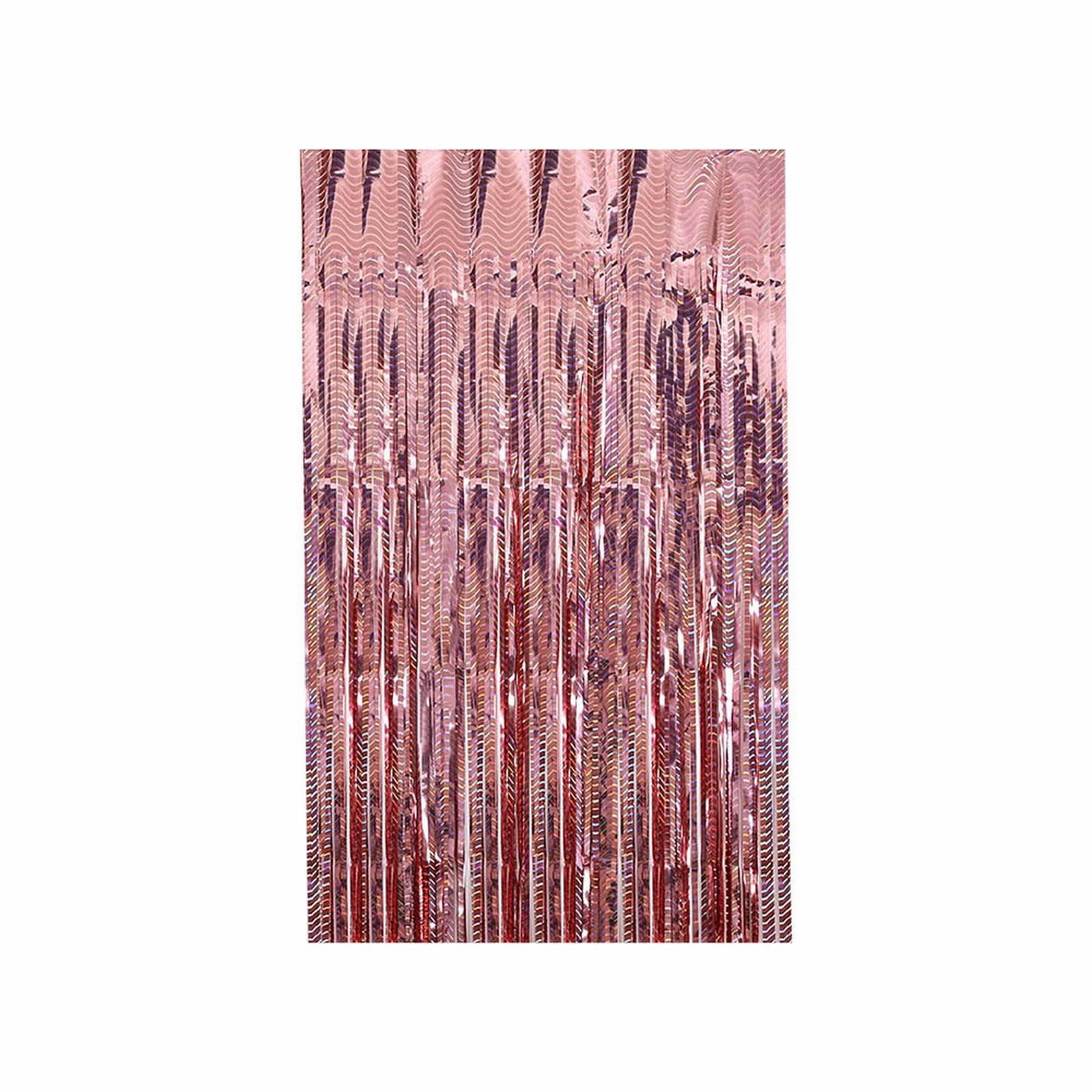 BNNG Blue Metallic Tinsel Foil Fringe Curtains – 1m x 2m Metallic Rain ...