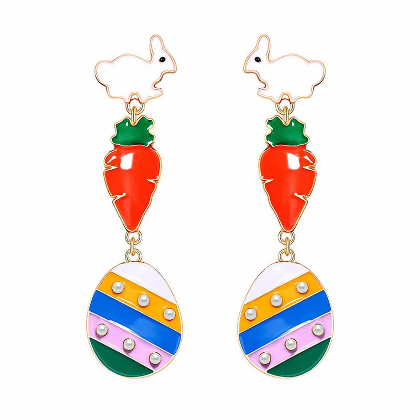 BNNG Cartoon Cute Bunny Dangling Rabbit Earrings Happy Easter Egg ...