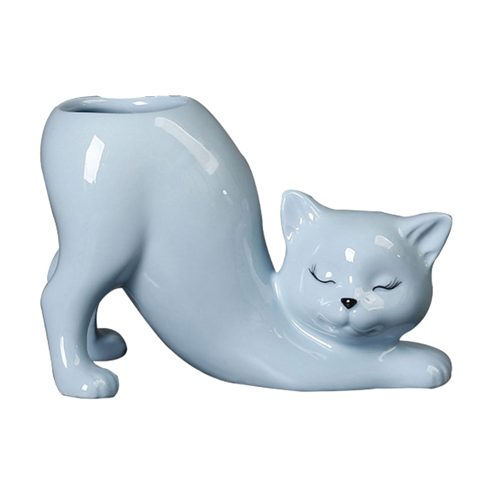 BNNG Ceramic Tailless Cat Succulent Pots Cute Funny Kitty Planter ...