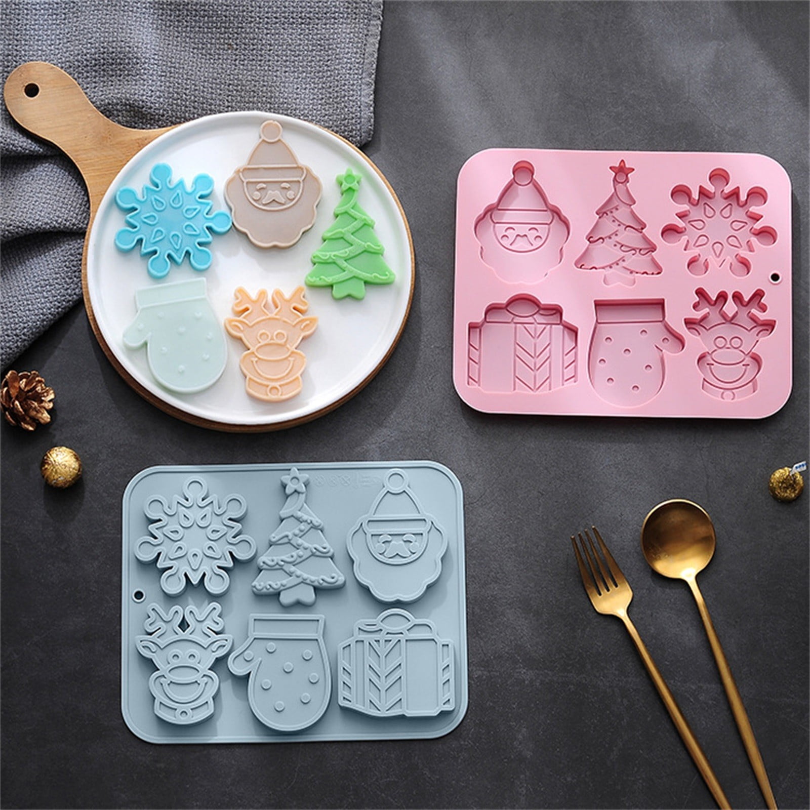 BNNG Christmas Chocolate Cake Molds Christmas Molds Silicone Non Stick ...