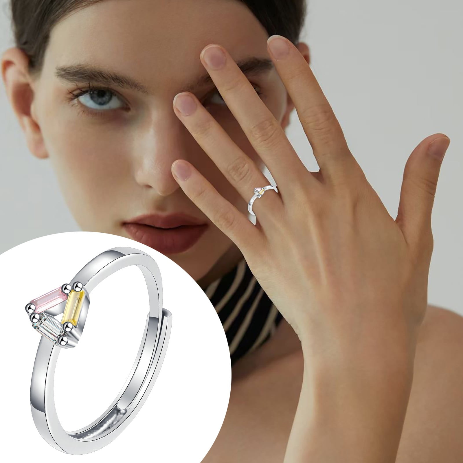 BNNG Color Zircon Ring Women's Trend Simple Fashion Temperament ...