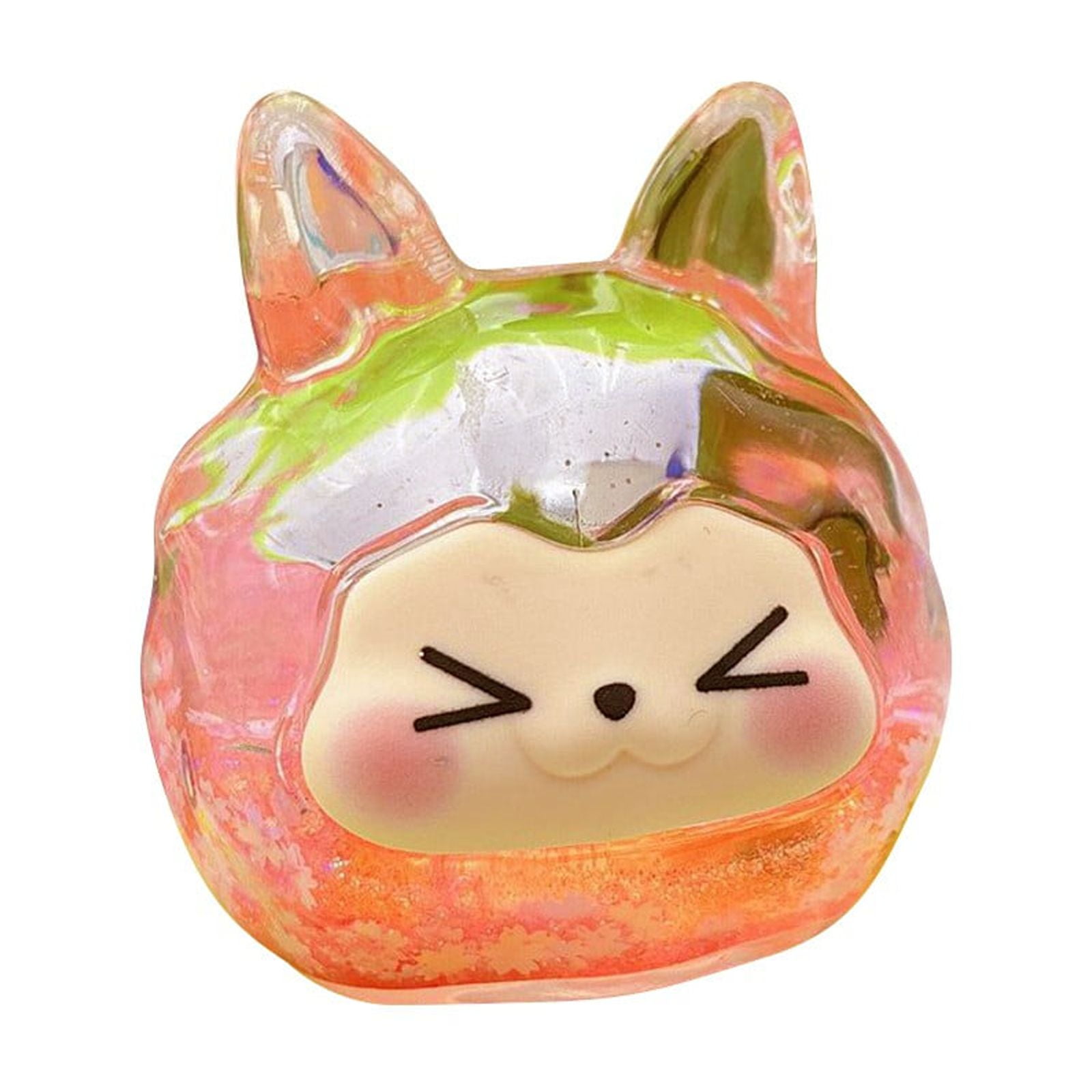 BNNG Colorful Glass Cat Sculpture With Liquid & Glitter Toy ...