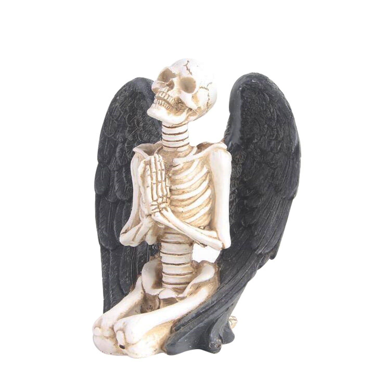 BNNG Creative Black Wings Skull Figurine Gothic Kneeling Winged ...