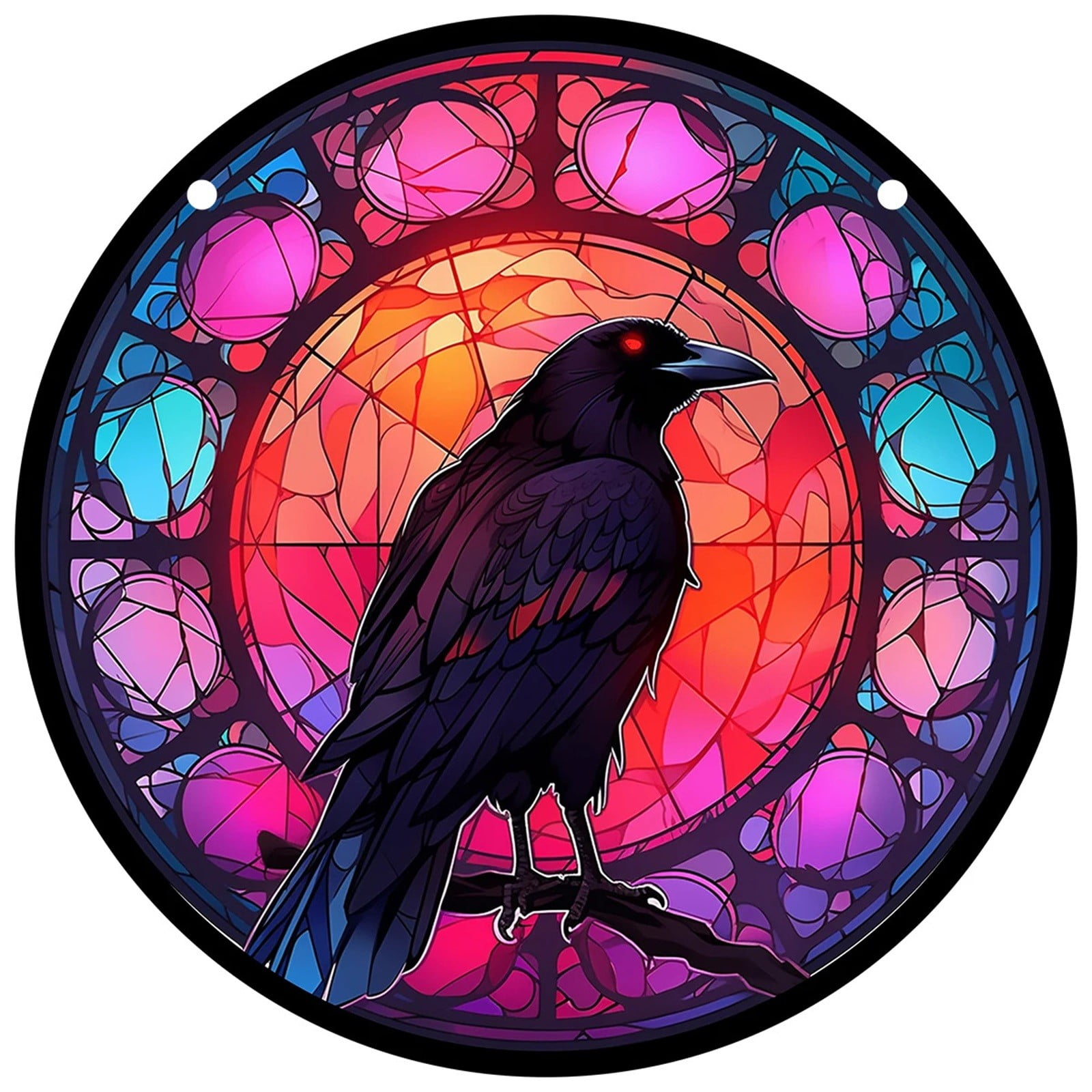 BNNG Crows Stained Acrylic Window Hanging - Crow Raven Wall Decor for Bird Lovers, Halloween ...