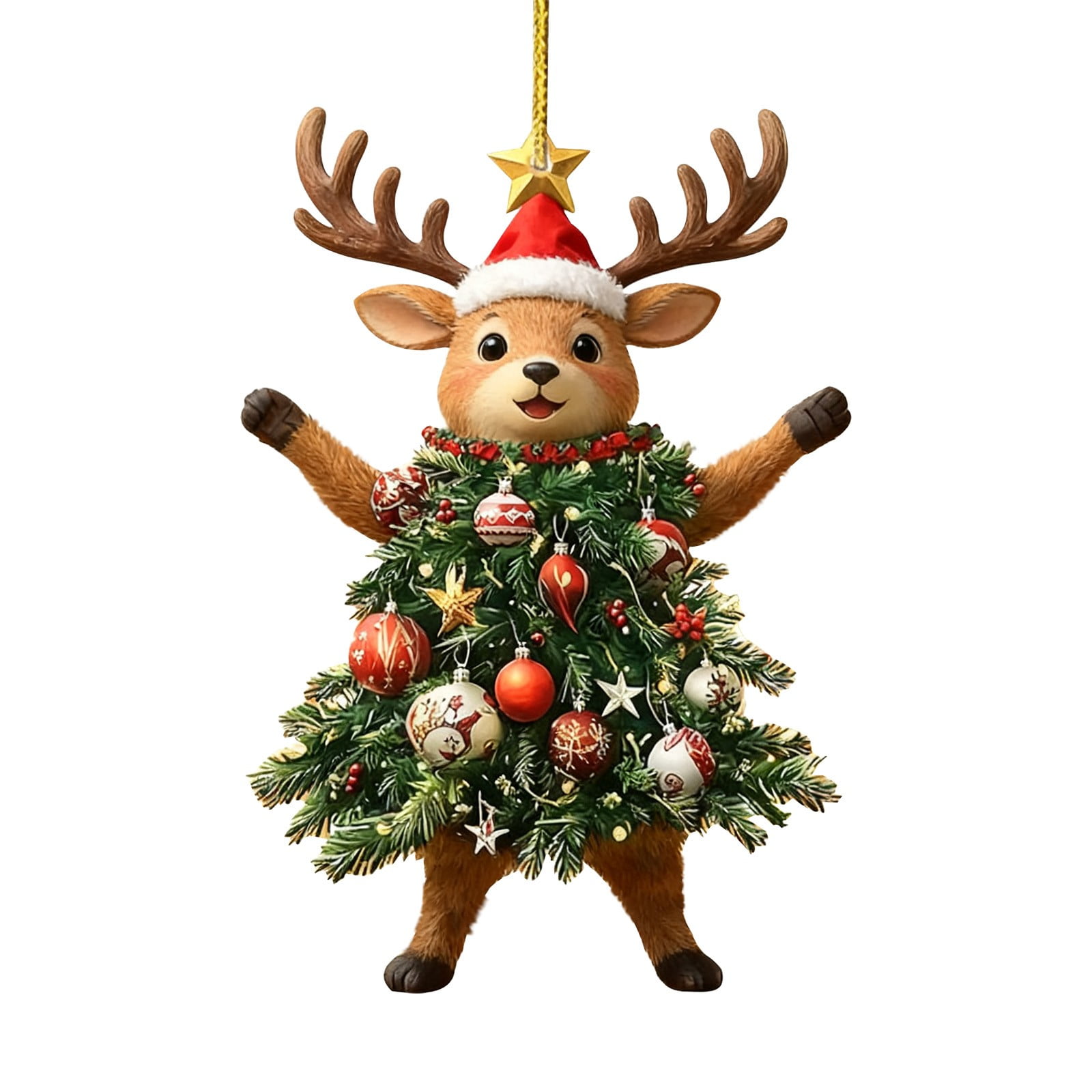 BNNG Cute Acrylic Christmas Ornaments - 4 inch Animal Tree Decorations ...