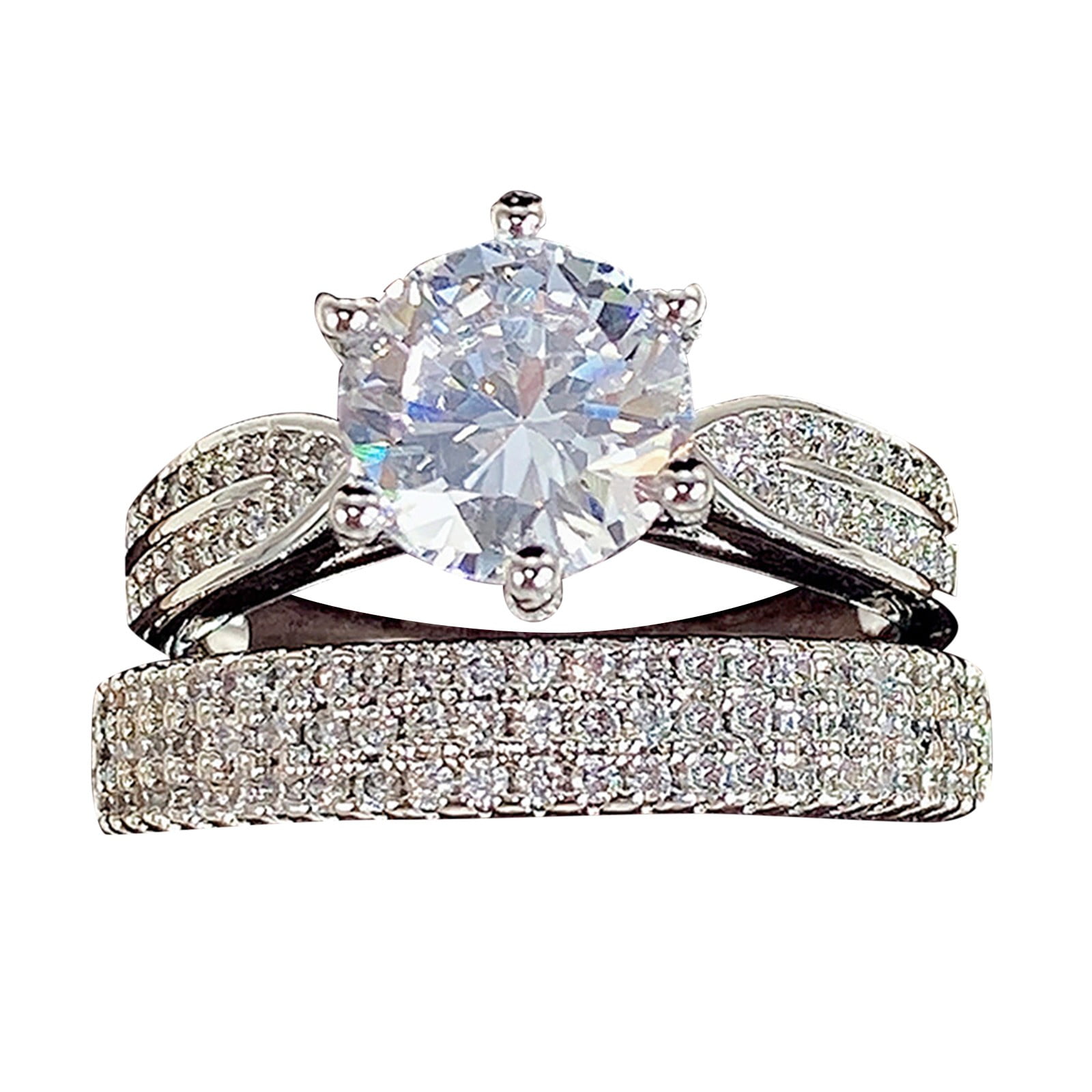 BNNG Exquisite Shiny Gem Geometric Diamond Ring Full Diamond Ring ...