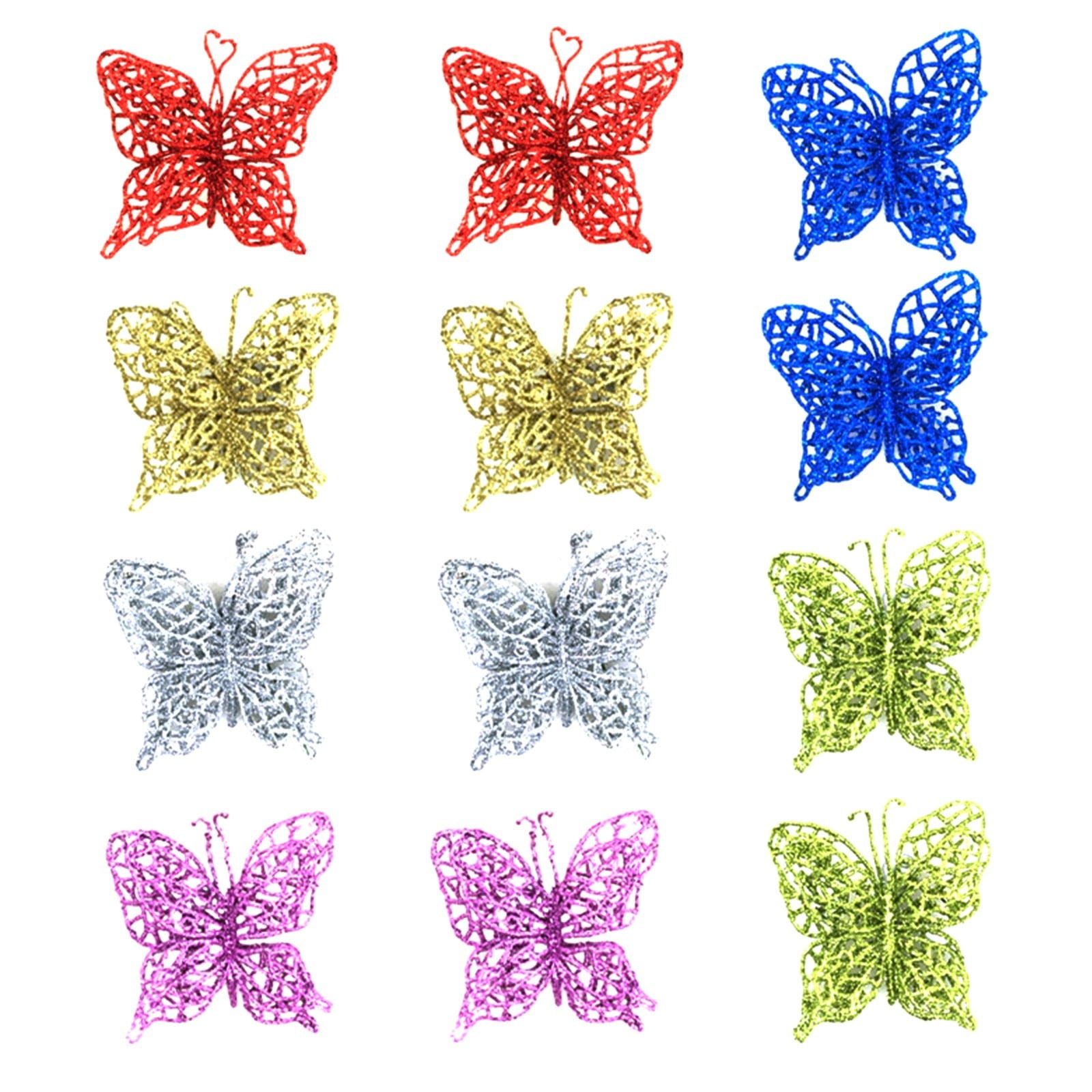 BNNG Glitter Christmas Tree Ornaments - 12 PCS Hollow Butterfly ...