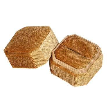 LANTWOO Velvet Ring Box Hexagon, Premium Gorgeous Vintage Double Ring ...