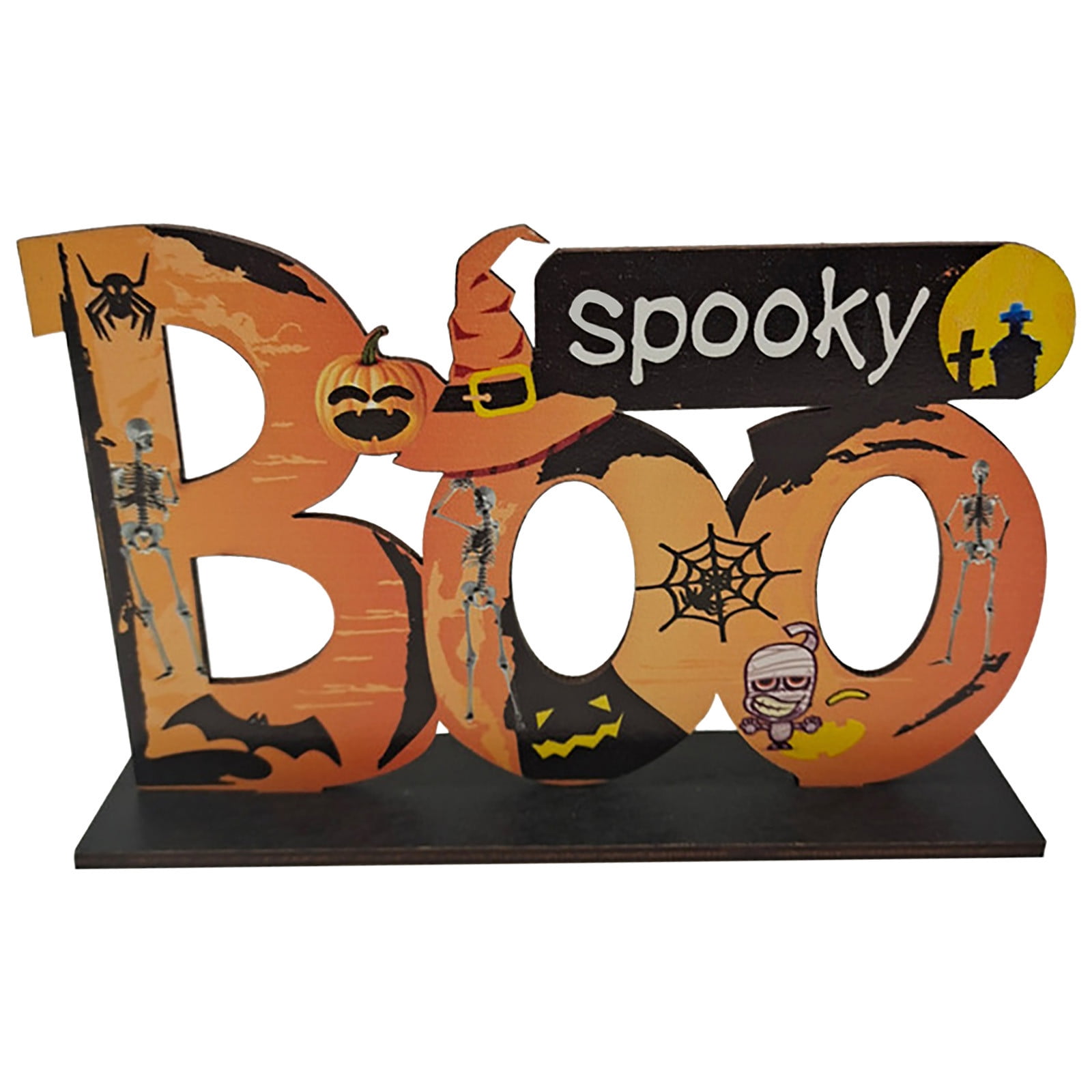 BNNG Halloween Pumpkin Decorations, Wooden Tabletop Stand, for Home ...