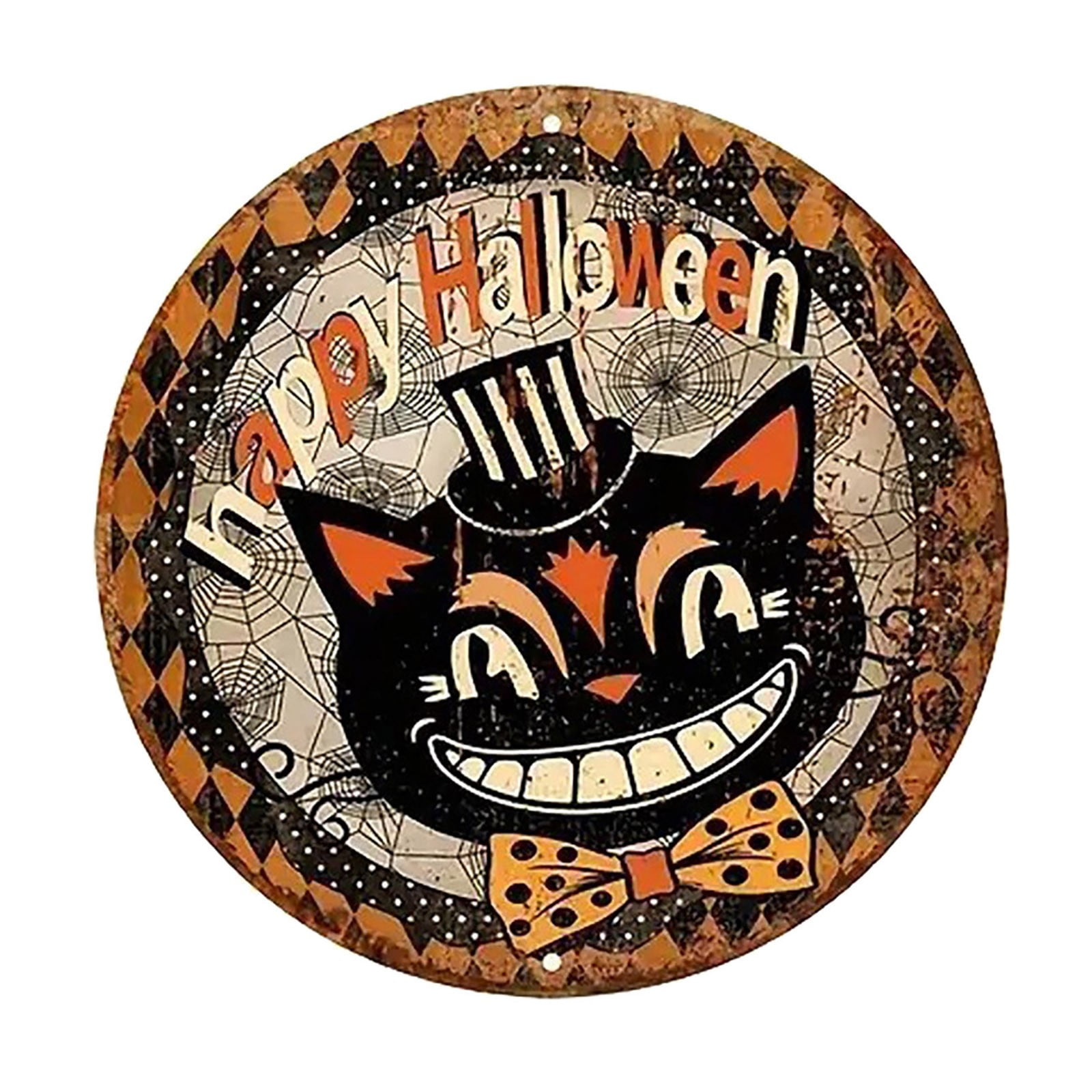 BNNG Halloween Pumpkin Wooden Round Sign Creative Decorative Sign Halloween Front Door Sign Crow ...